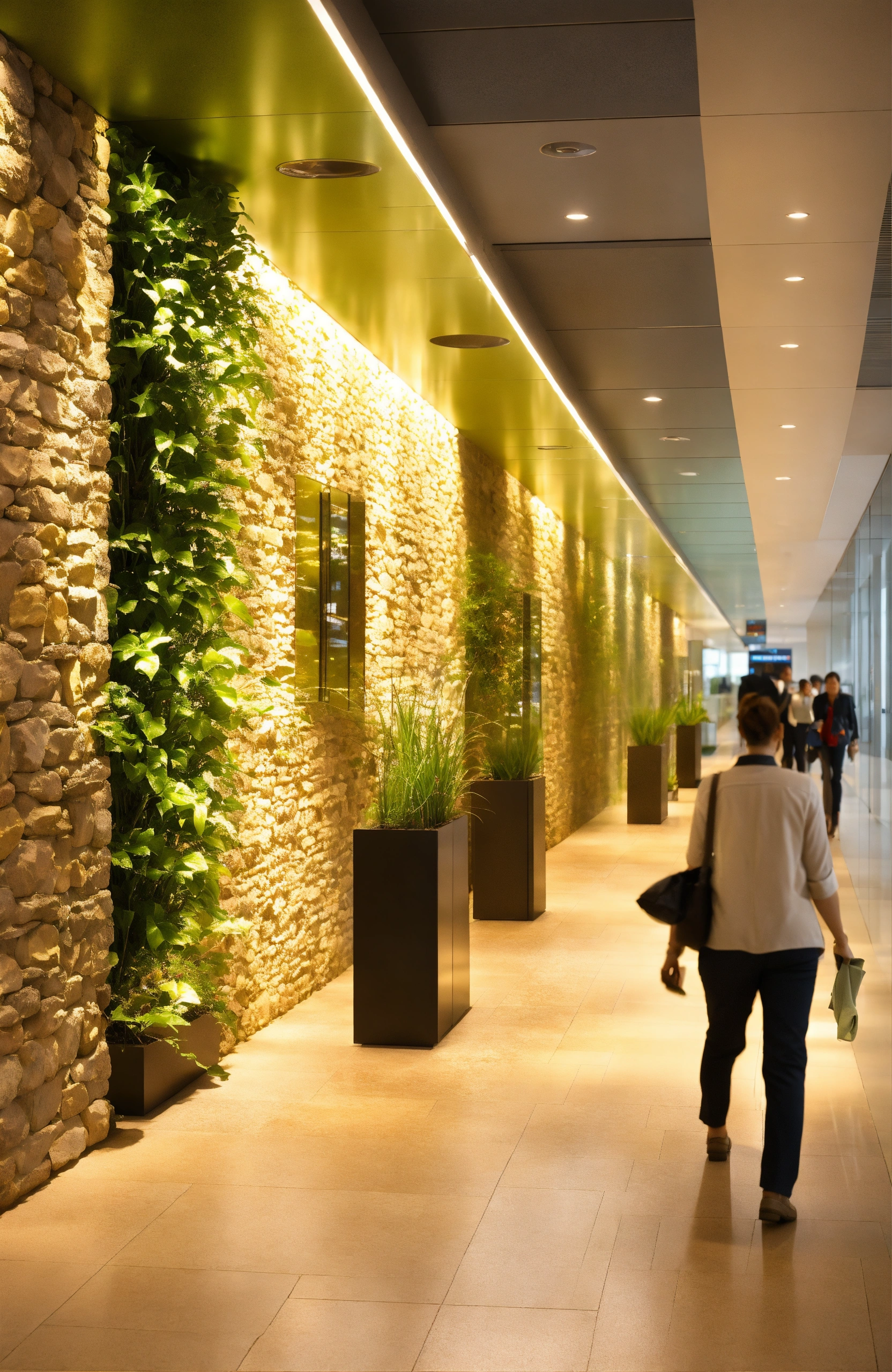 Lexica - Airport corridor, one side of the corridor full height glass ...