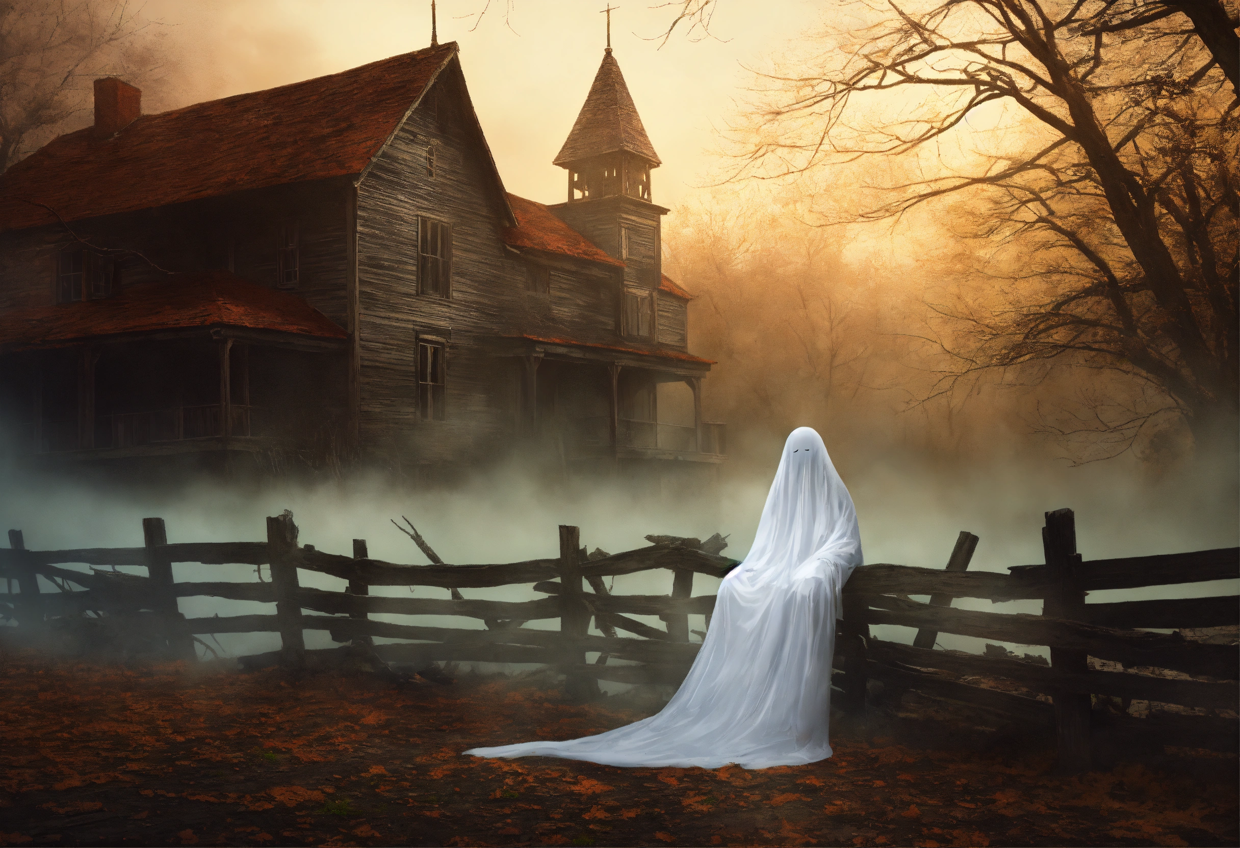 Lexica - Create a digital art piece featuring a white ghost sitting on ...