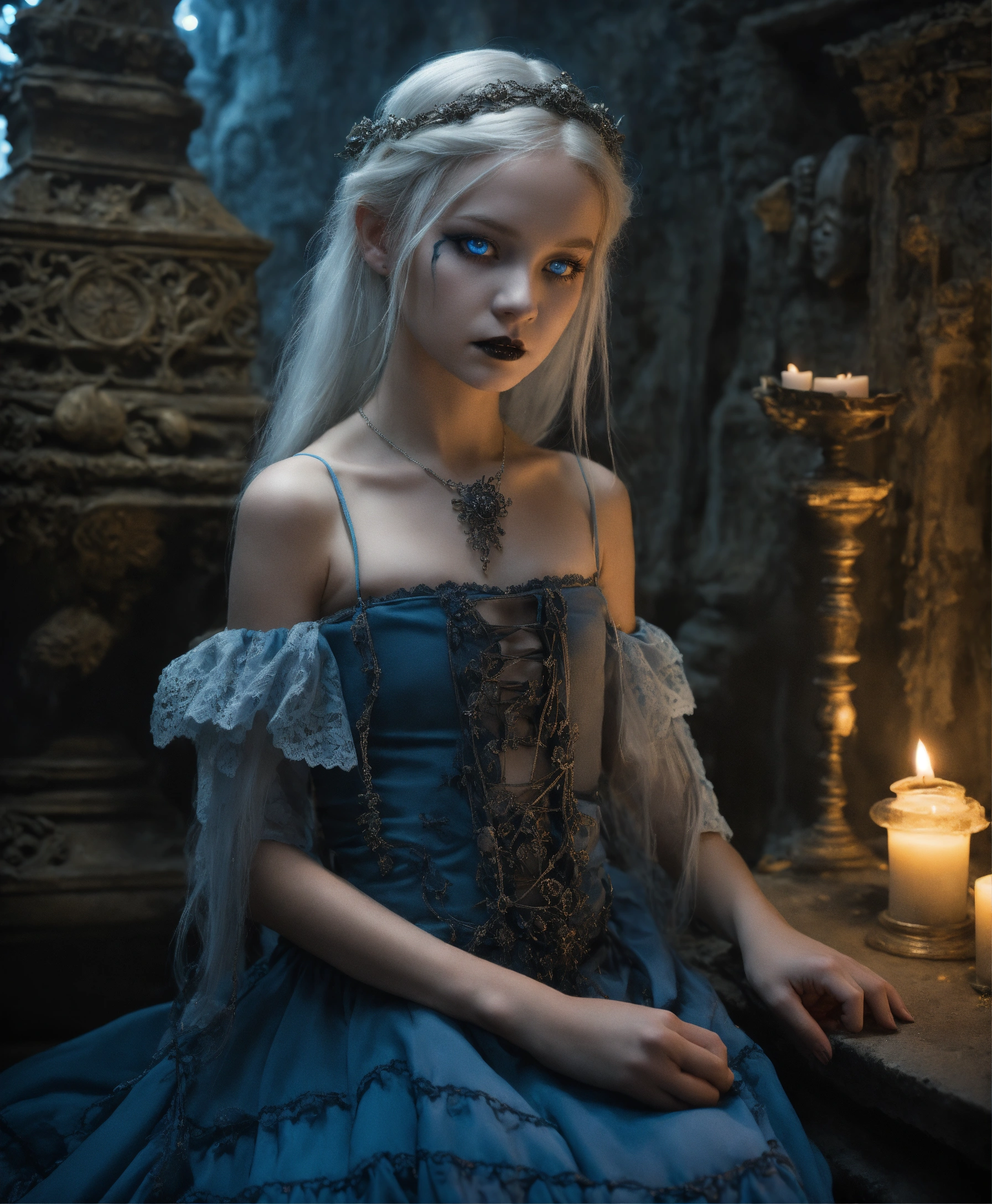 Lexica - Body portrait, twelve year old childish female goth ...