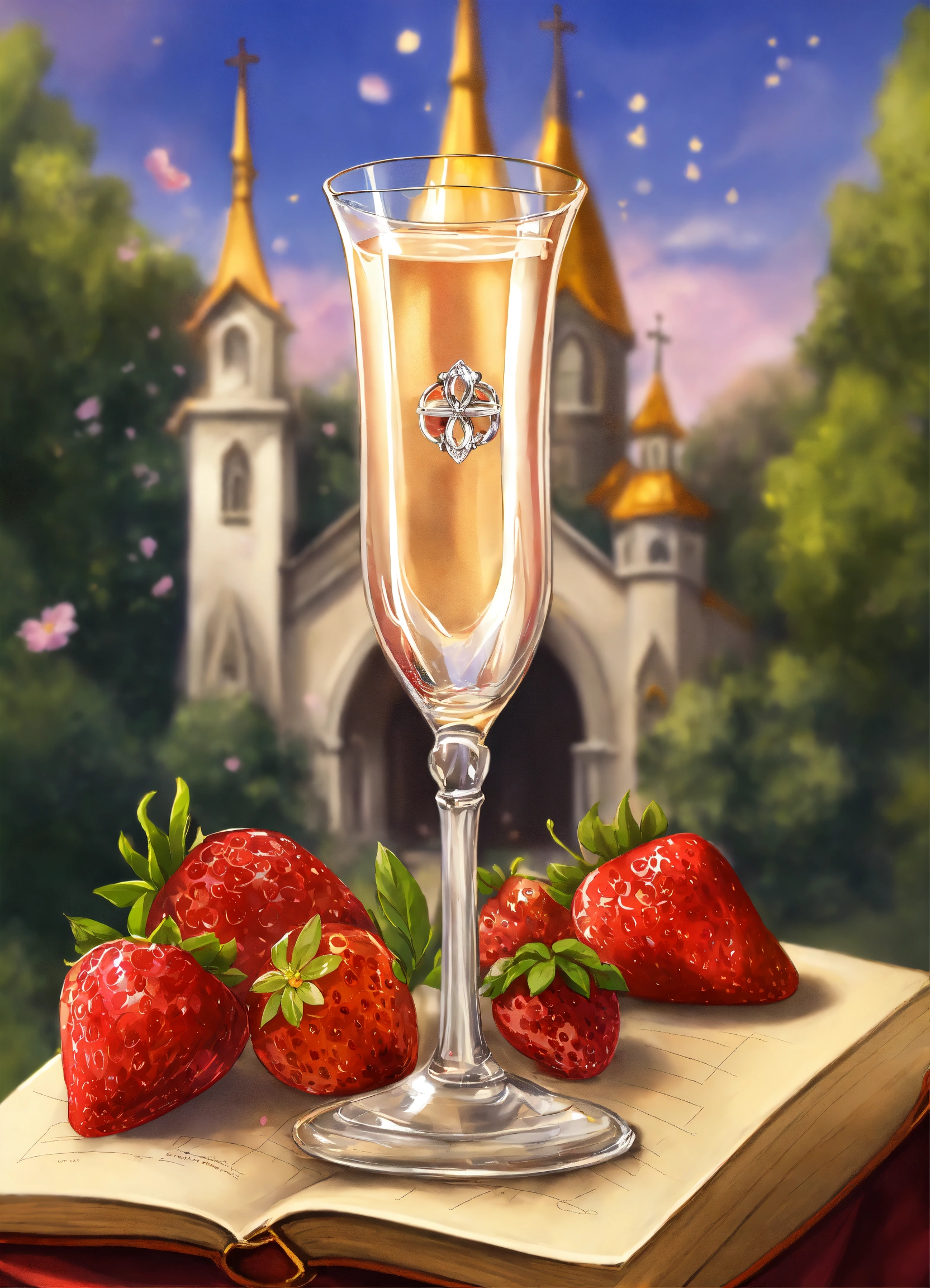 Lexica - For A book cover of a wedding, draw a champaign glass with a ...