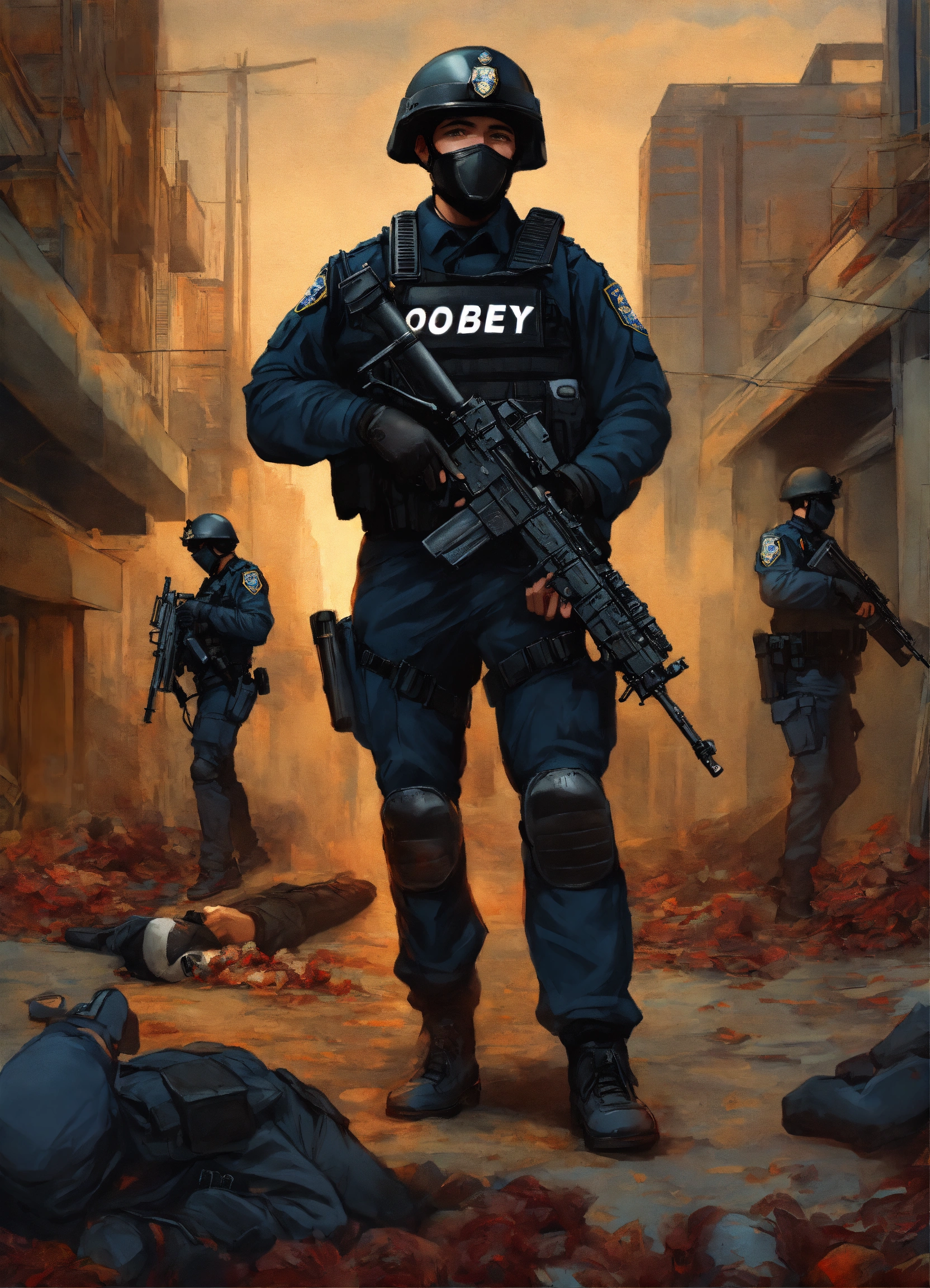 Lexica - Militarized police, bodies positioned in a way that spells the ...