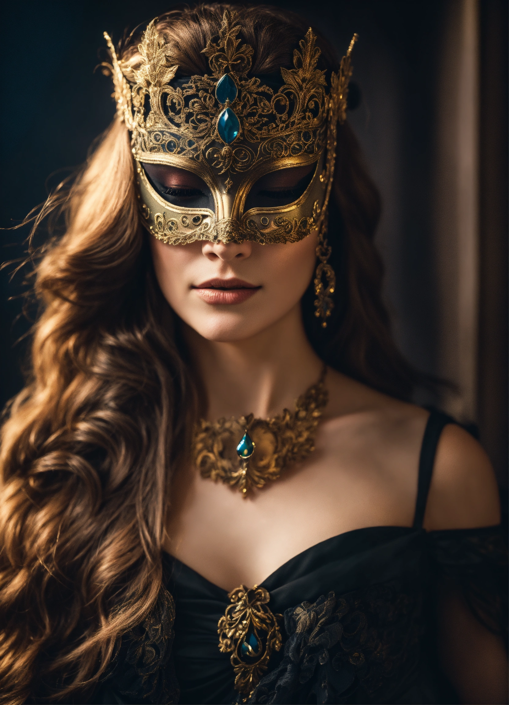 Lexica - Middle aged medieval queen with long brown hair and a bronze ...