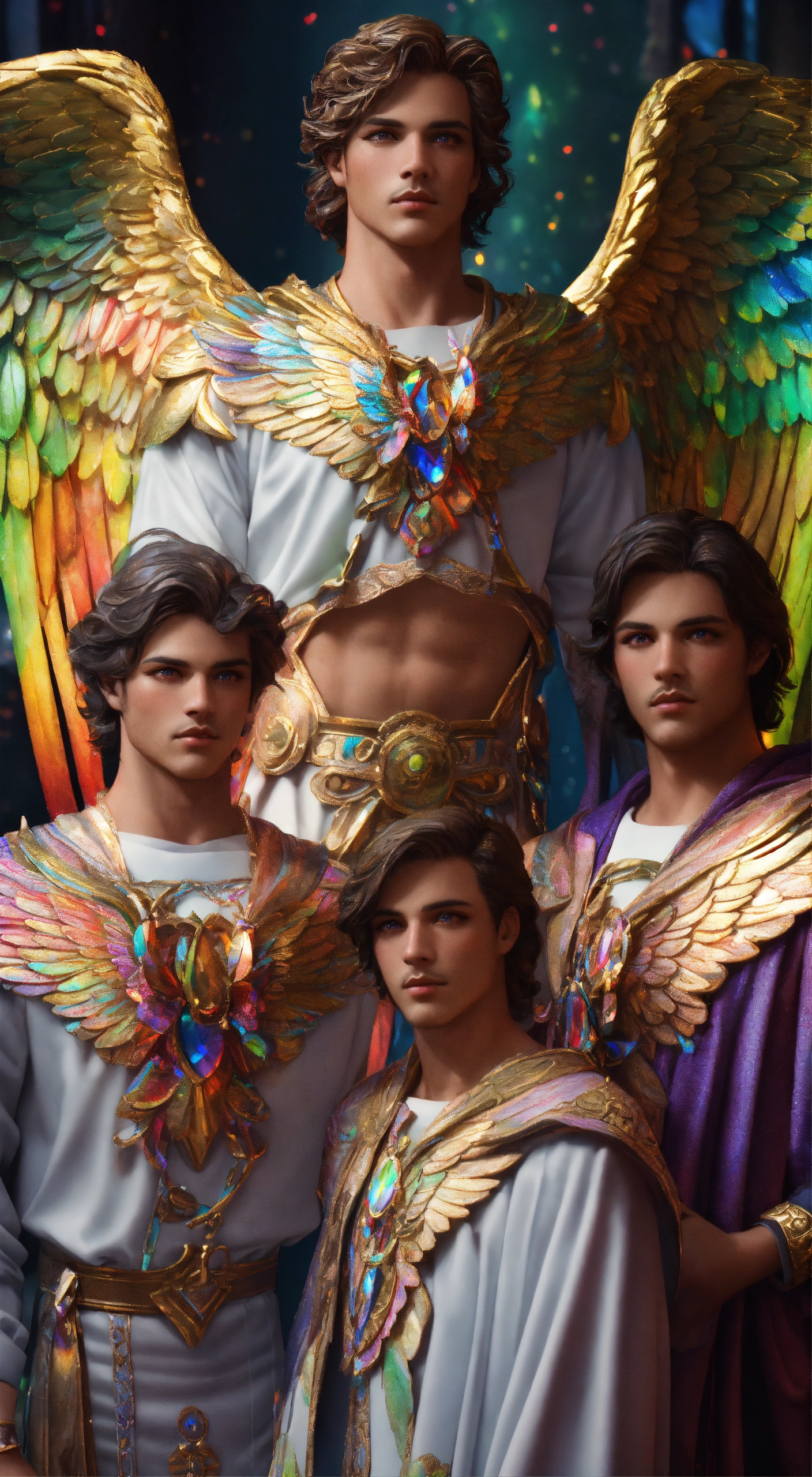 Lexica - Group of 7 beautiful and perfect male Angels, detailed and ...