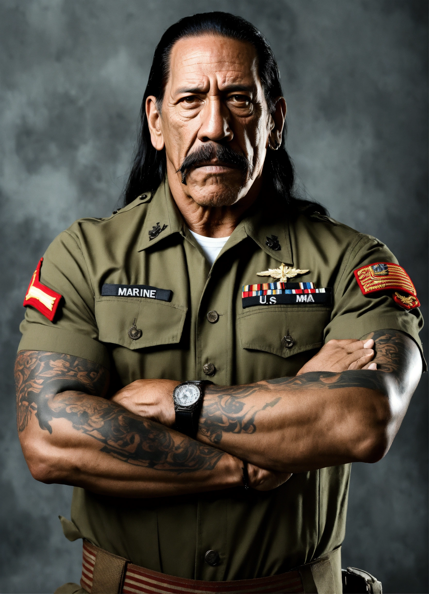 Lexica - Scared man, US Marine, FRONT VIEW, casual clothes, arms ...