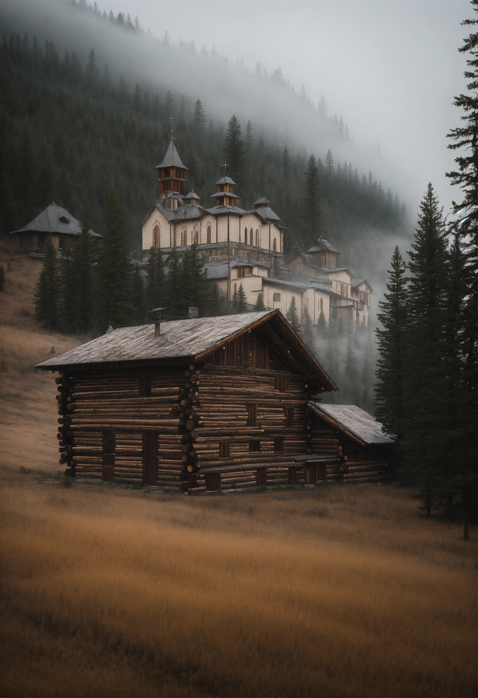 Lexica - An award winning photograph of a creepy log-constructed ...