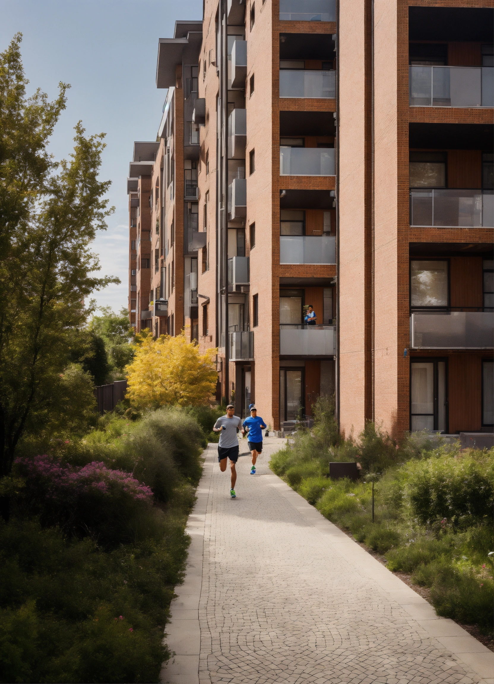 Lexica - A jogger's track with pavers where people are running which is ...