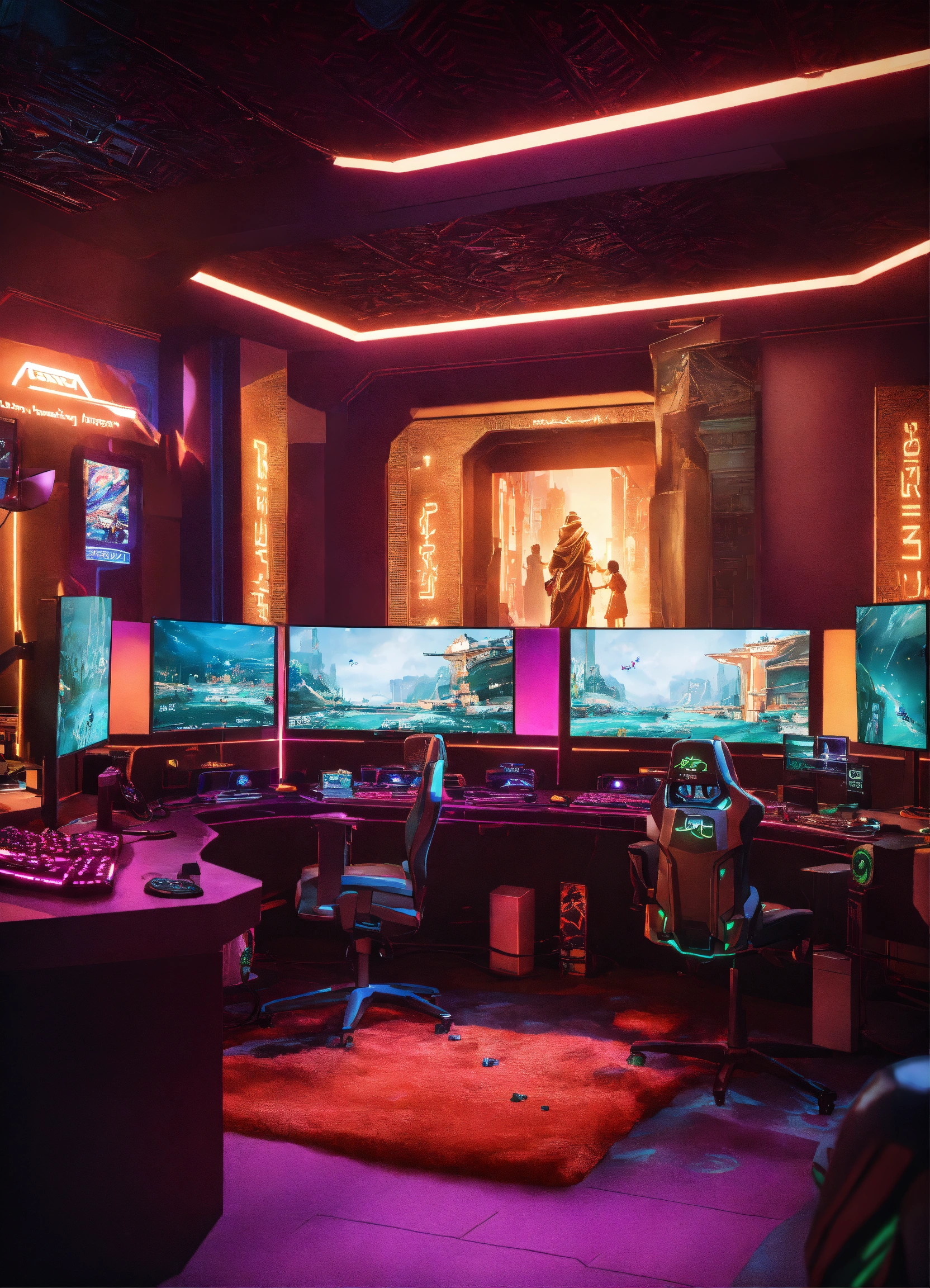 Lexica - Create an image of the main gaming area, showcasing rows of ...