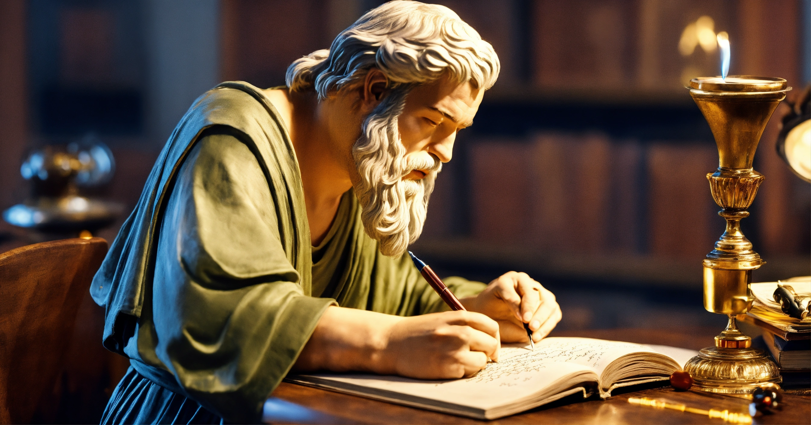 Lexica - Socrates, learning, writing, on a table, accumulates facts ...