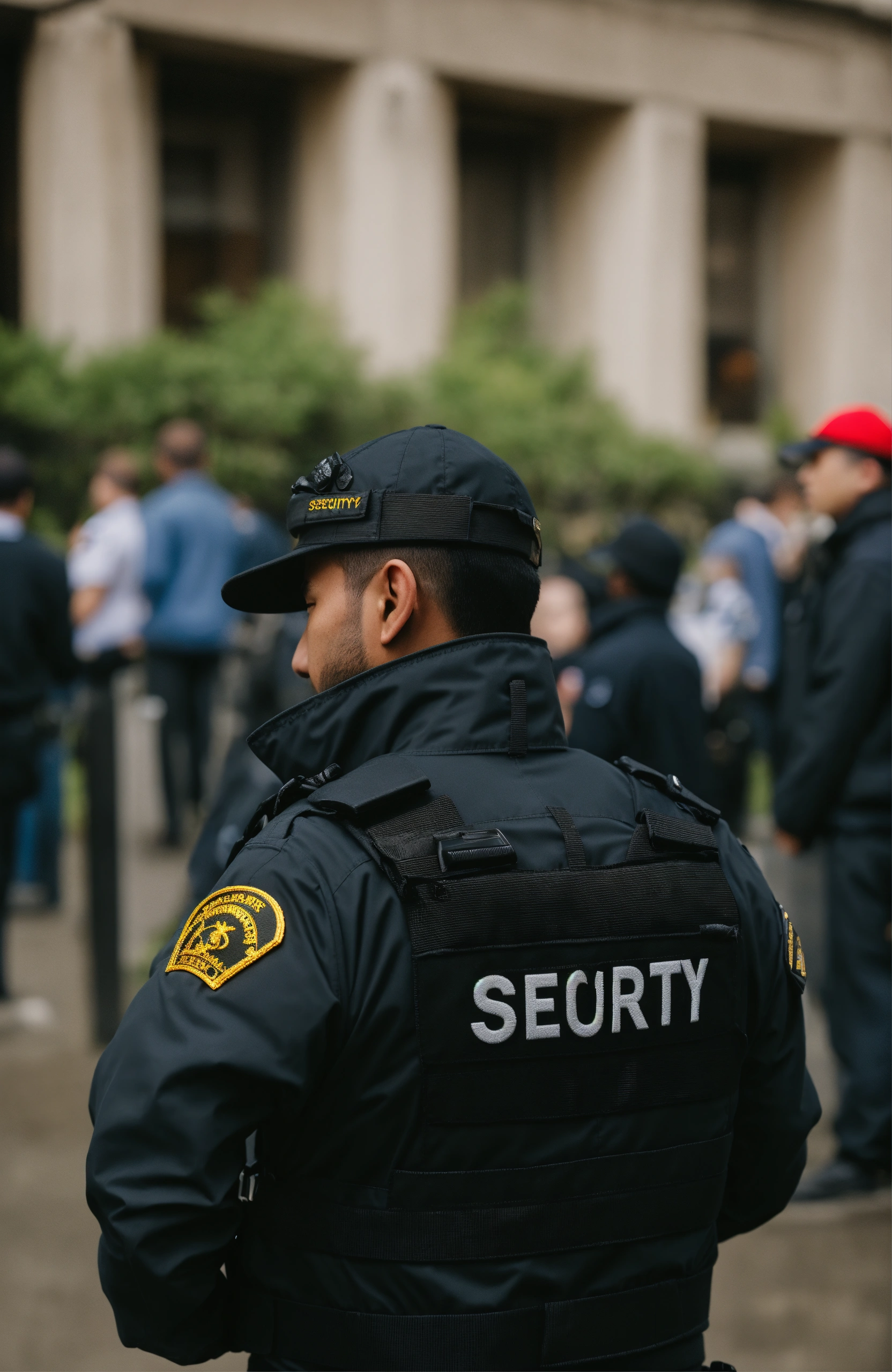Lexica - A lone security officer wearing security cap