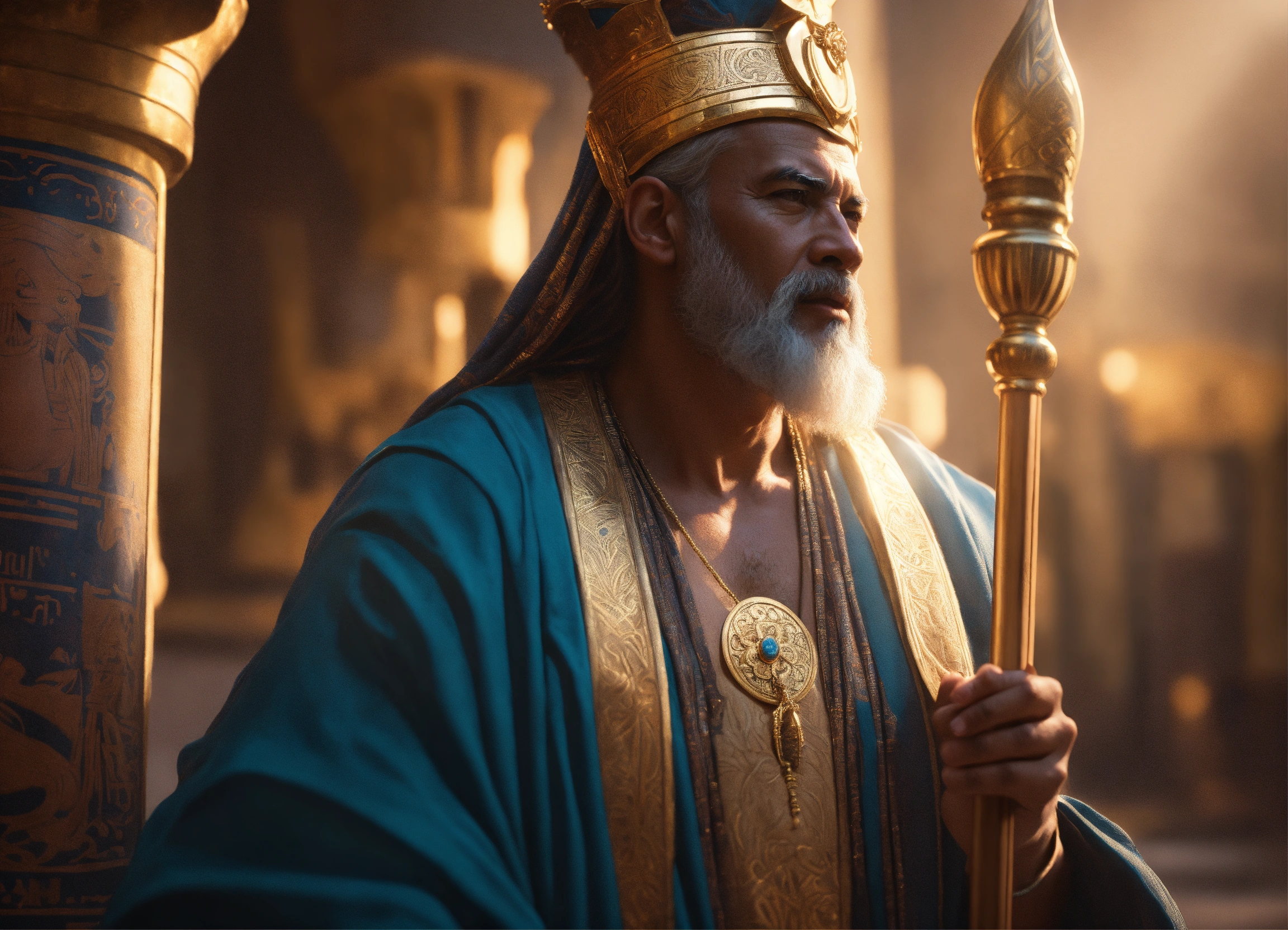 Lexica - Old Moses with his wooden staff, Hebrew robes, speaking in ...