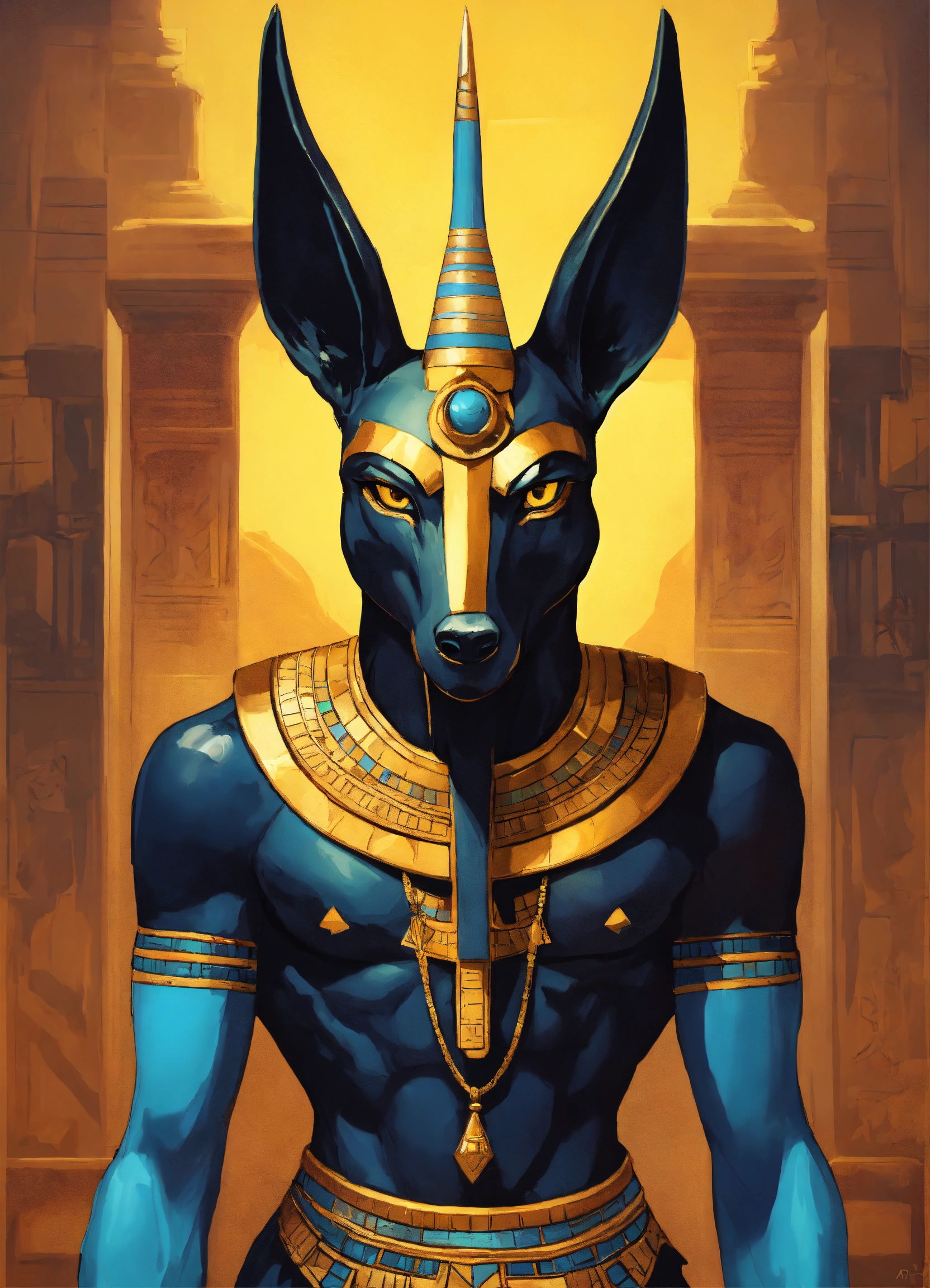 Lexica - Egyptian god Anubis, cartoon oil paint, 2D illustration style ...