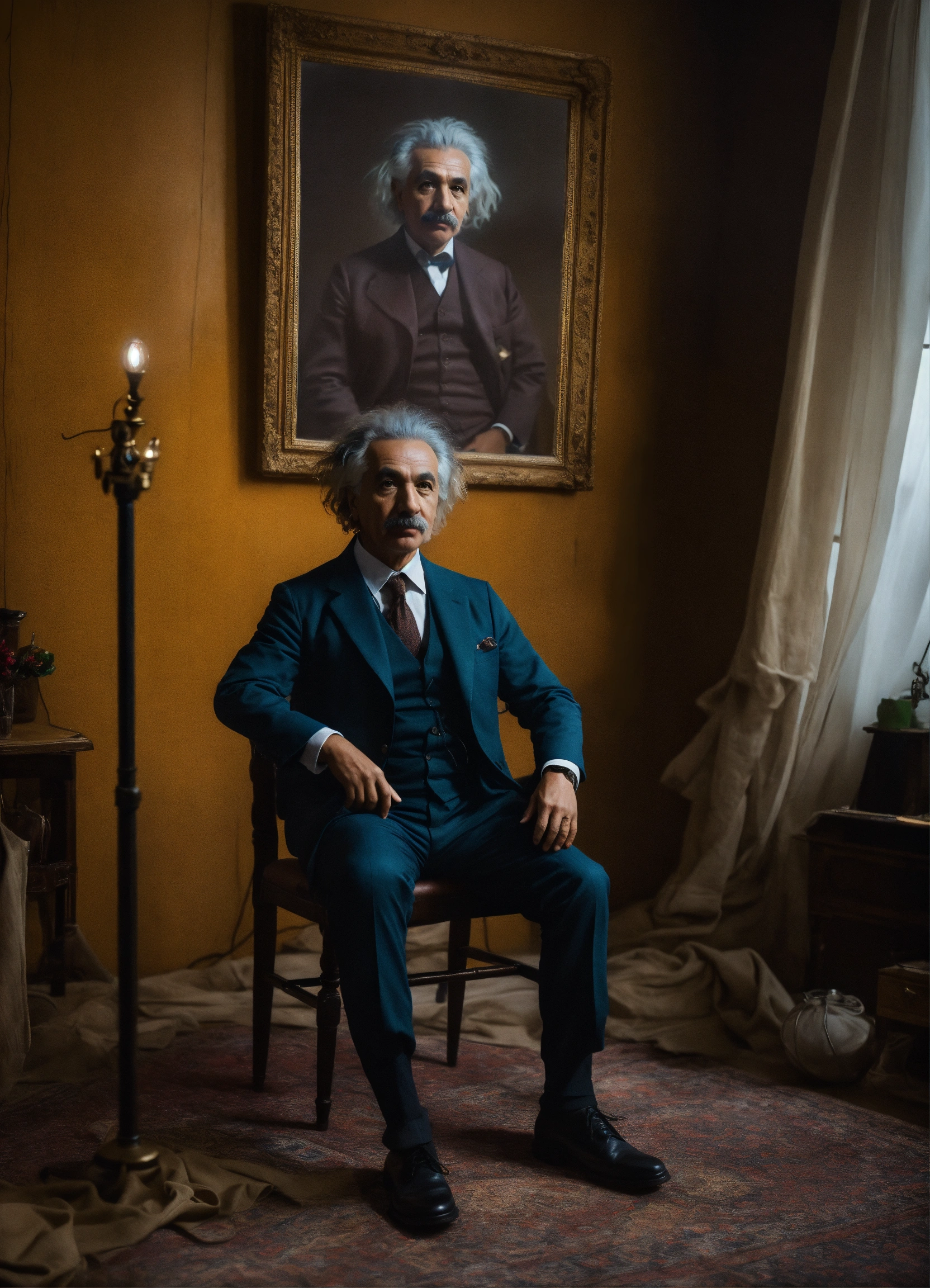 Lexica - A man sitting on a chair in a room, a character portrait ...