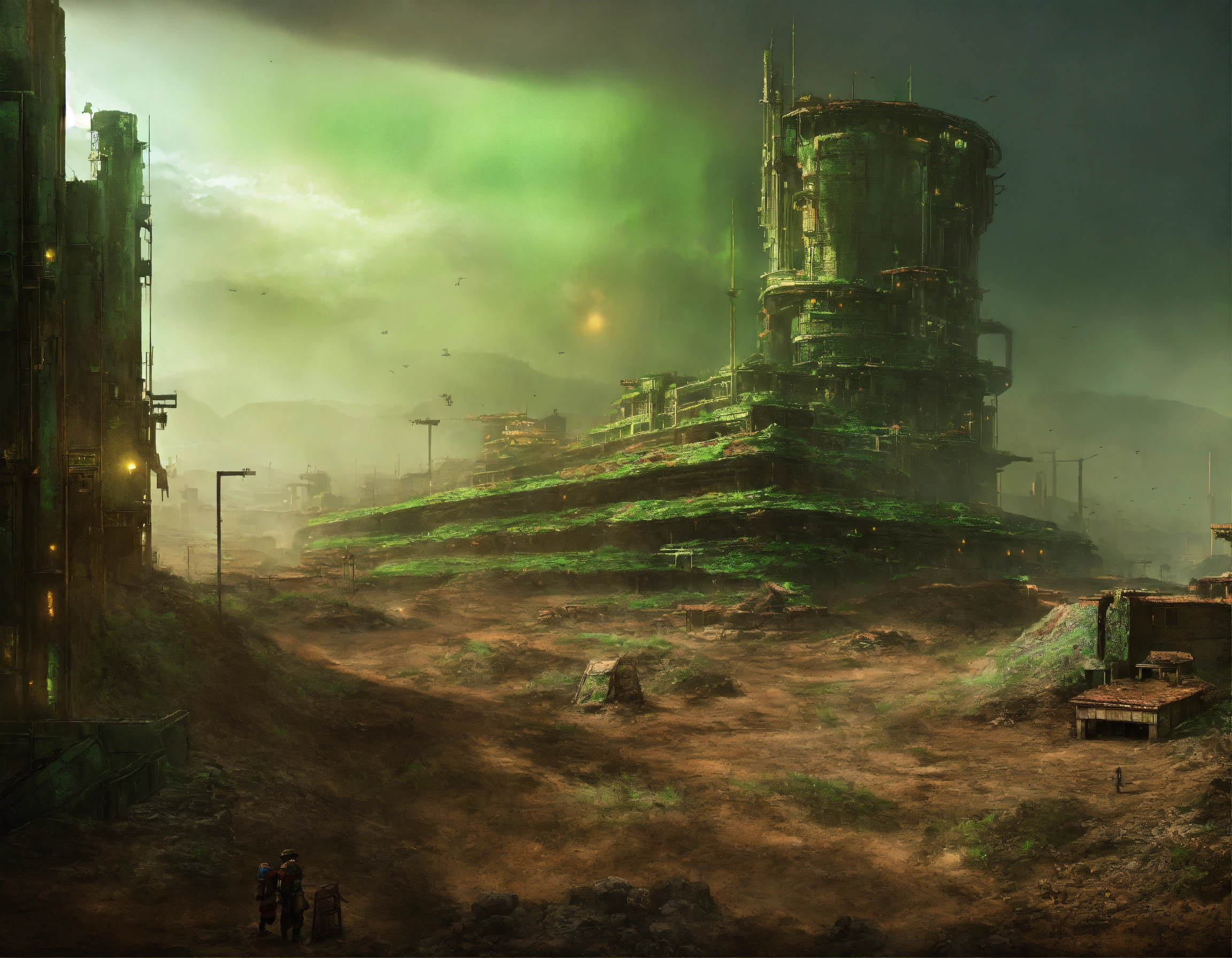 Lexica - Tiberium infected land with corroded structures.