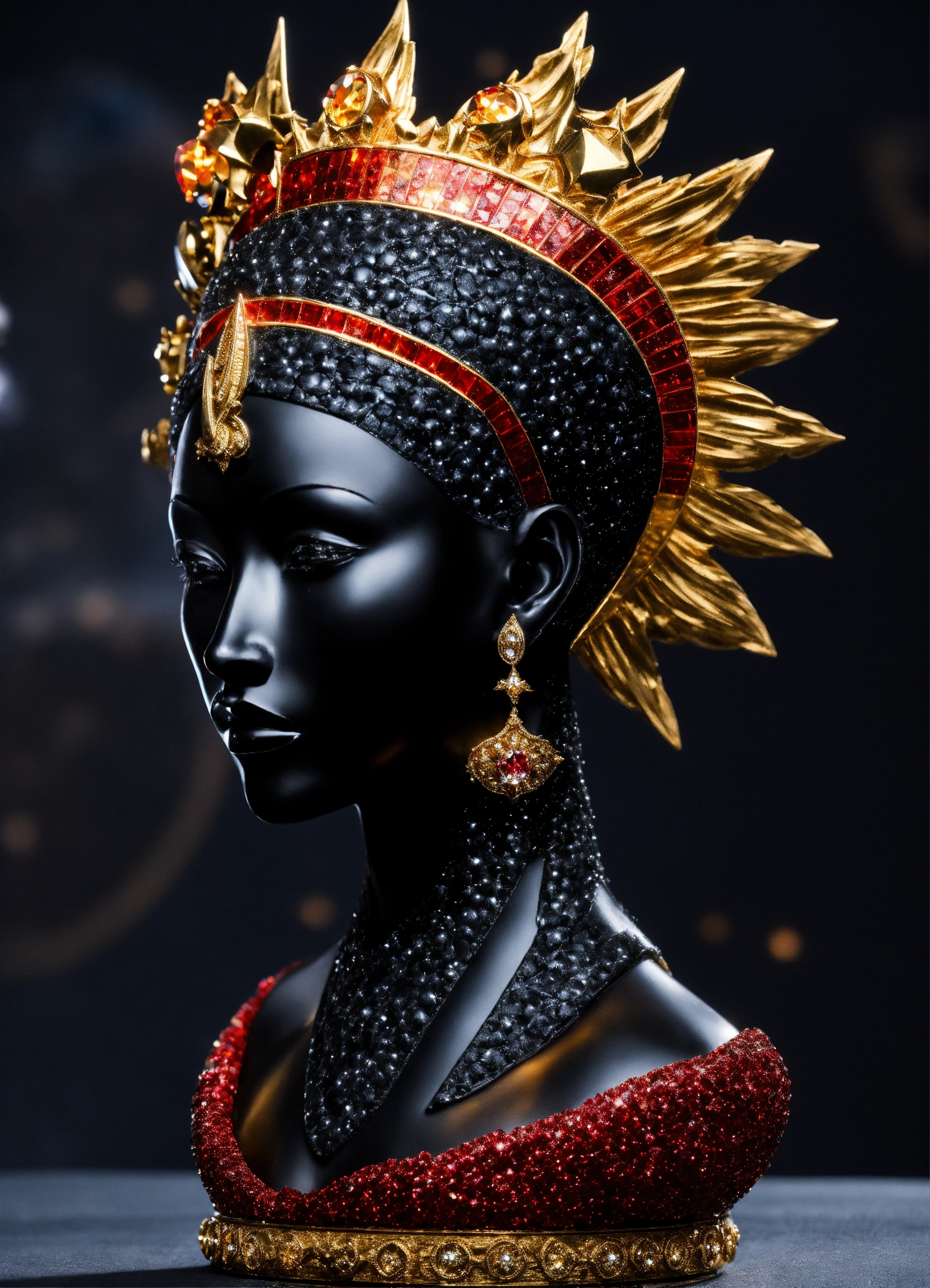 Lexica - Minimalism. Black Solar Queen with long oversized red flowing ...