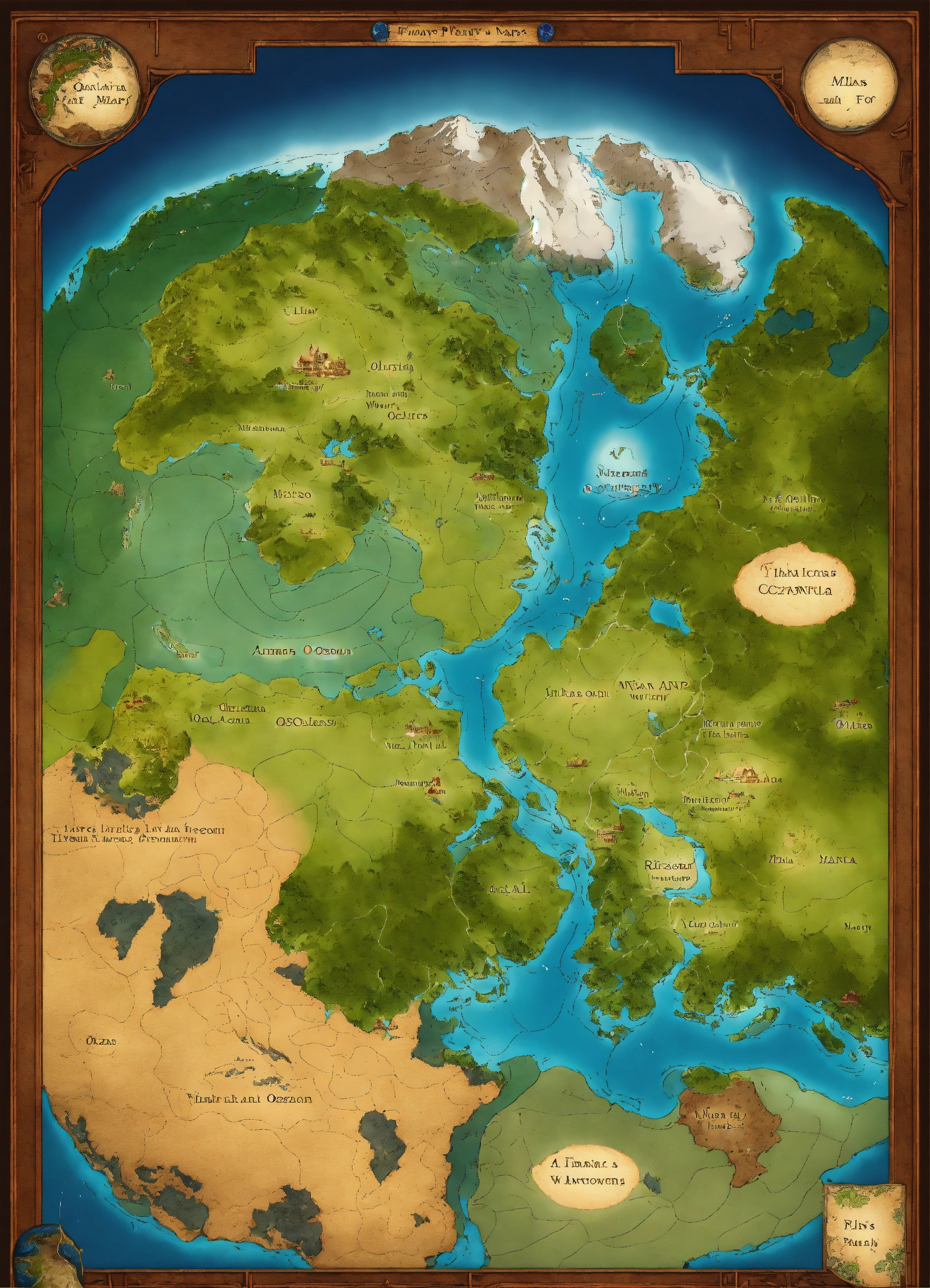 Lexica - Fantasy Planet map. 4 continents. Include 3 Oceans, Rain ...