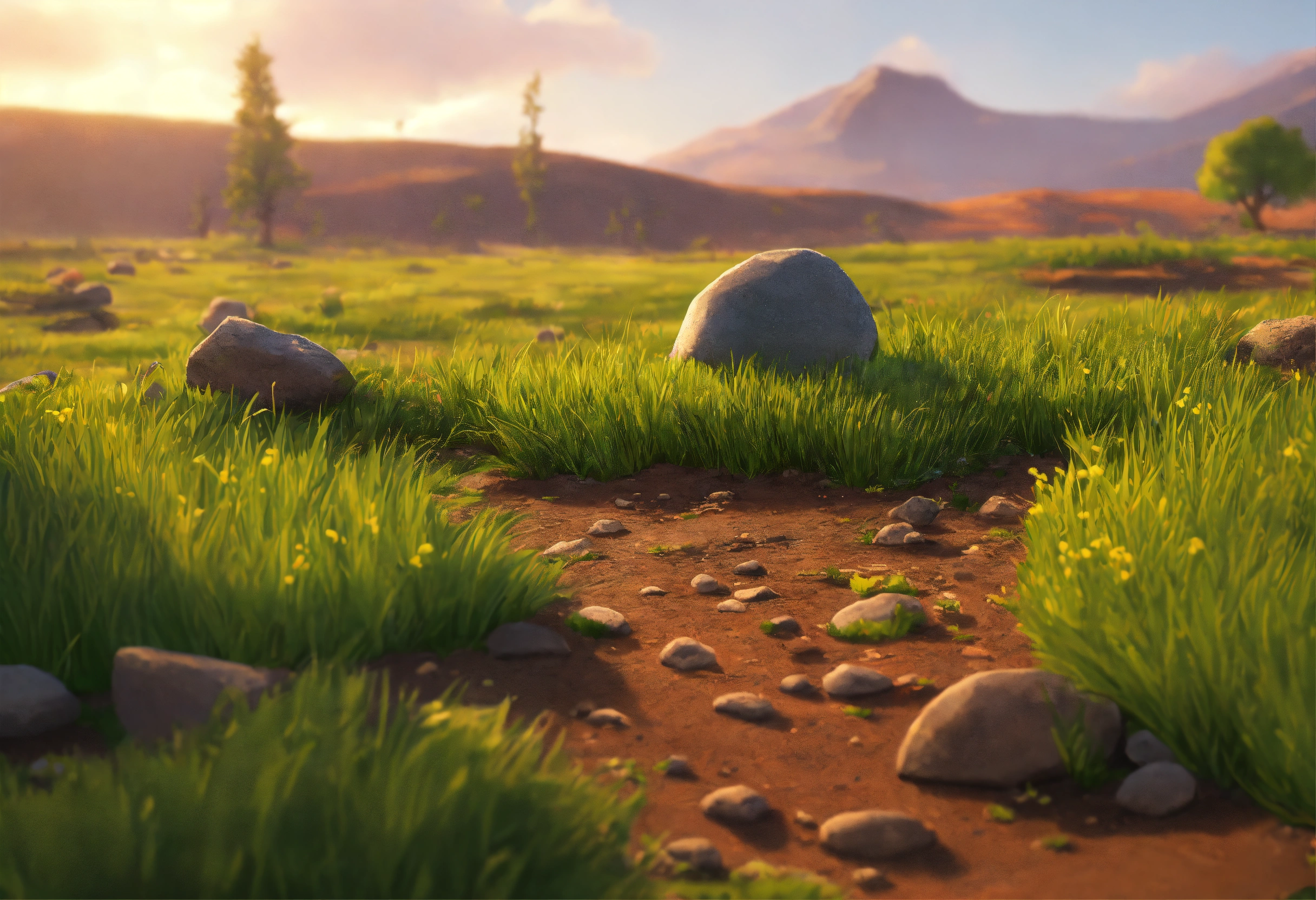 Lexica - A poor land fill with grass, a few small rocks on the ground ...
