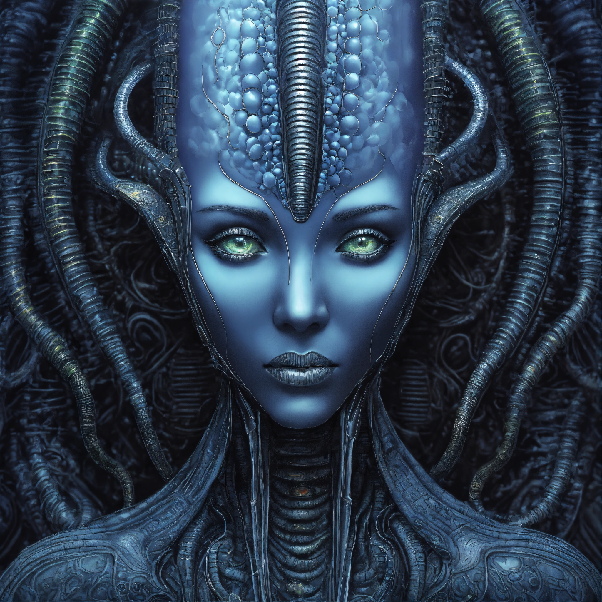 Lexica - Generate 6 alien faces in the art style of Alex Grey ...