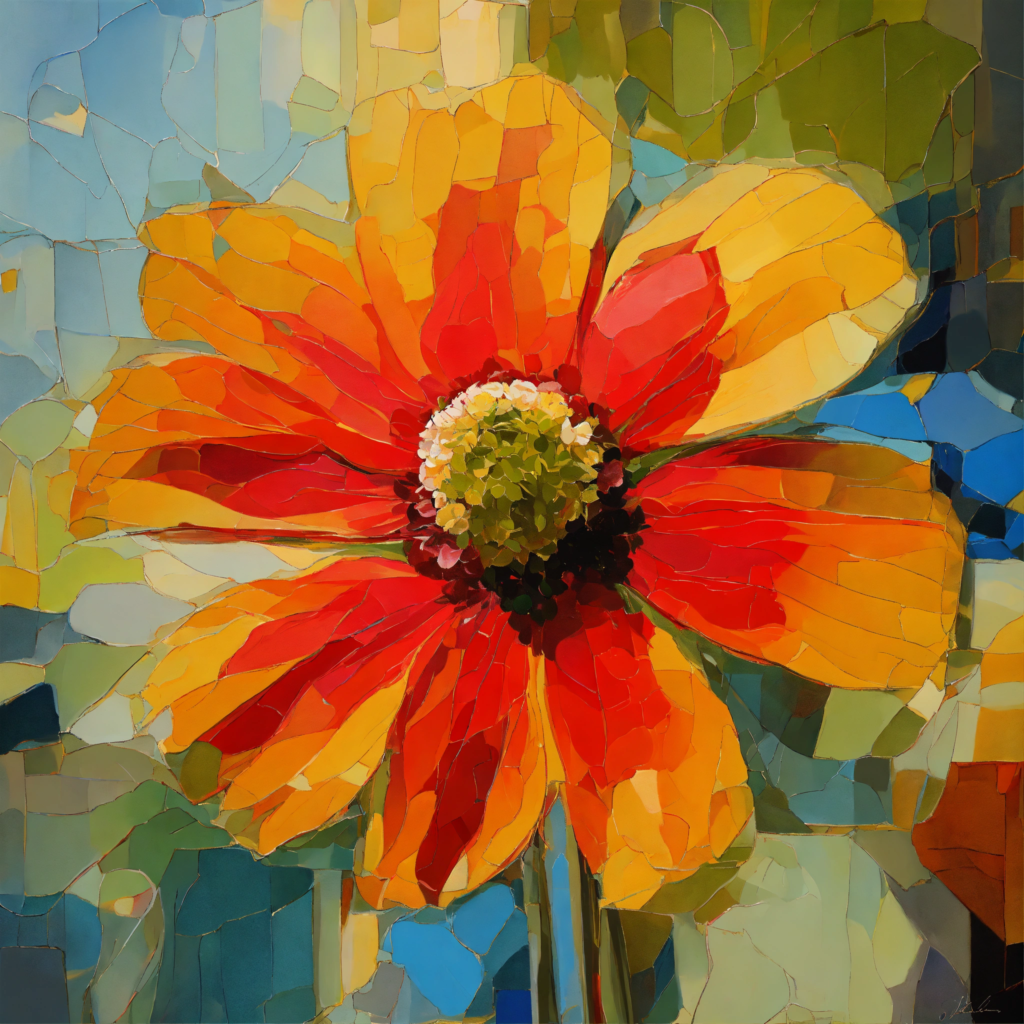 Lexica - Flower, oil painting, transparent, in style, generative art ...