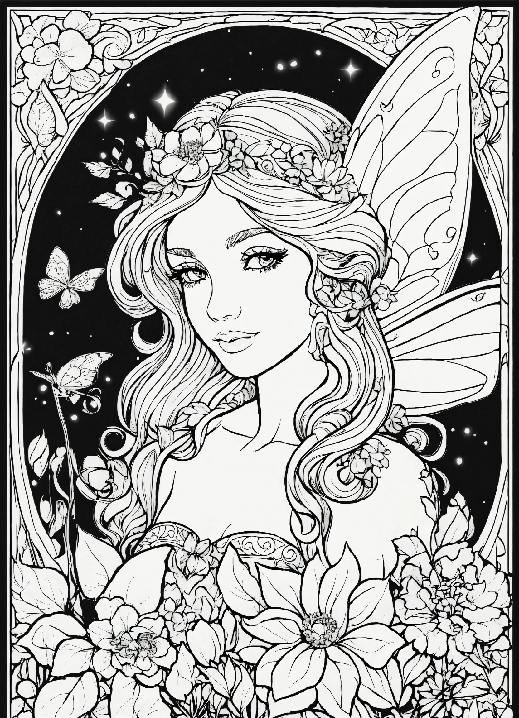 Lexica - The fairy coloring page cartoon is simple, with bold precise ...