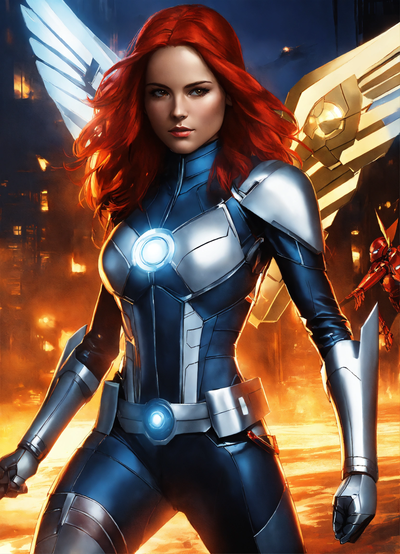 Lexica - Female X-Men Shadowcat with red hair wearing white metal Iron ...