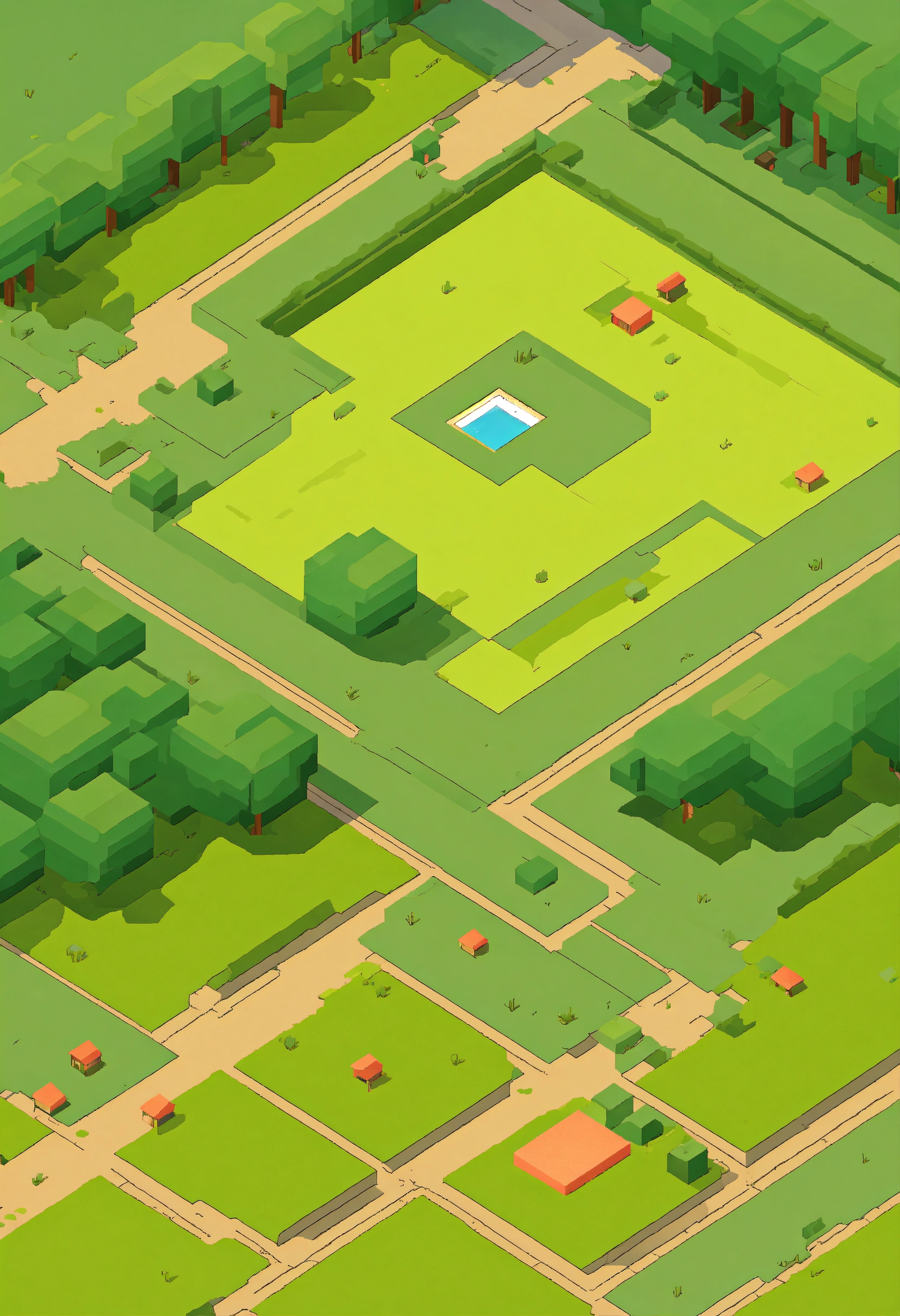 Lexica - Simple pixel 2d flat empty plain grassy landscape from above ...