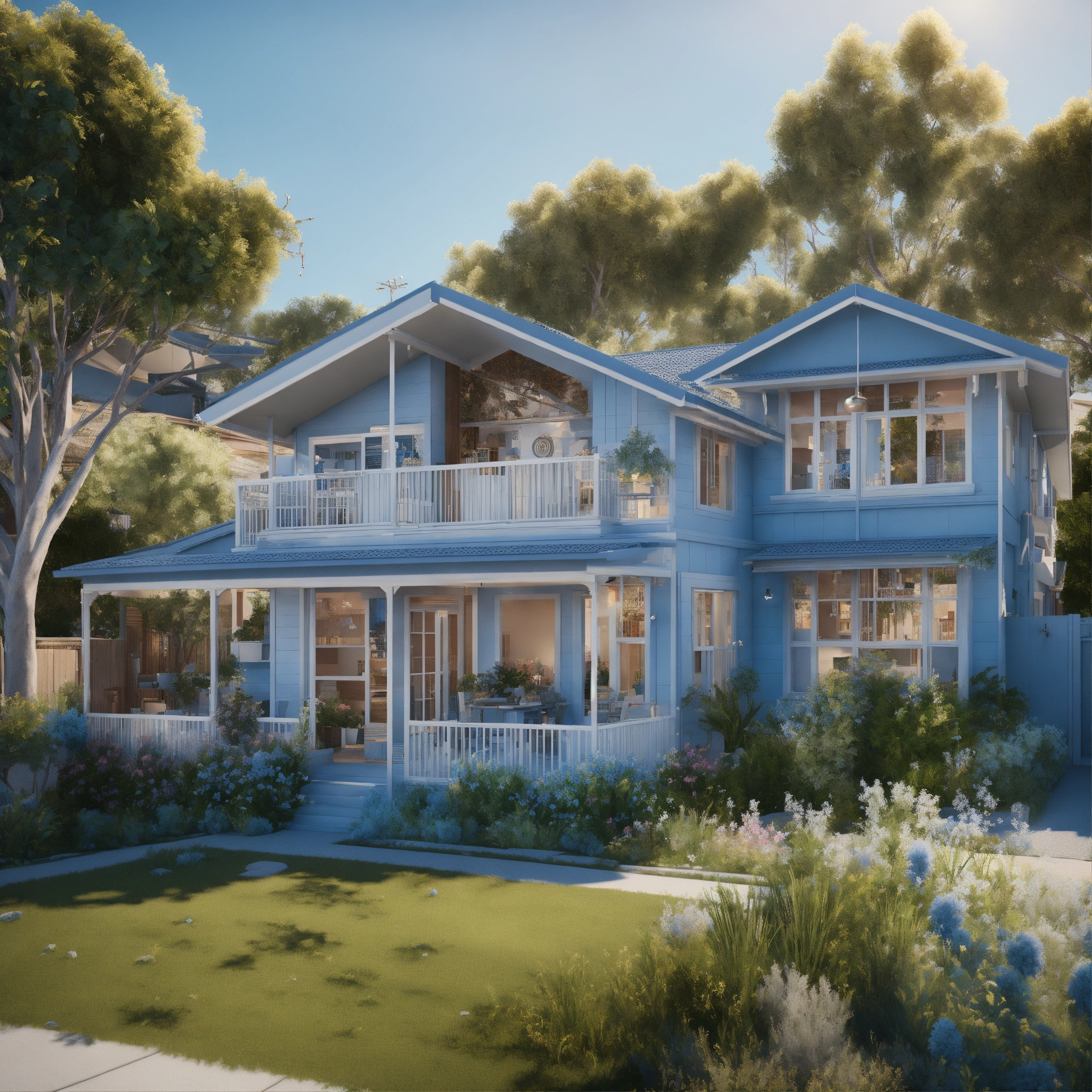 Lexica - A vibrant summer suburban Perth Western Australia in baby blue ...