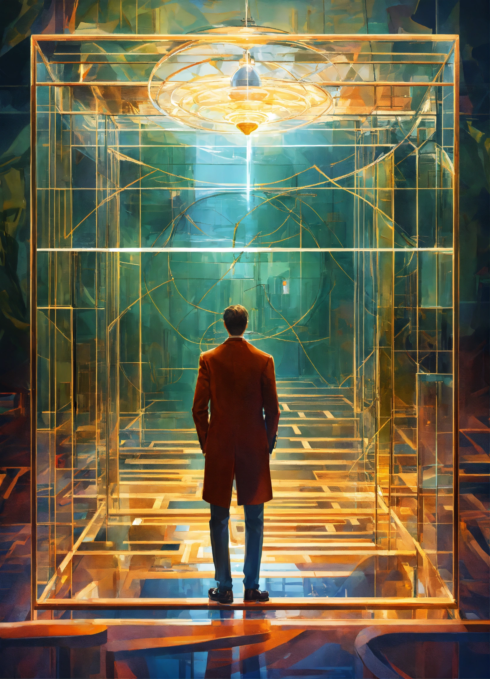 Lexica - Man in the glass labyrinth in modern style game