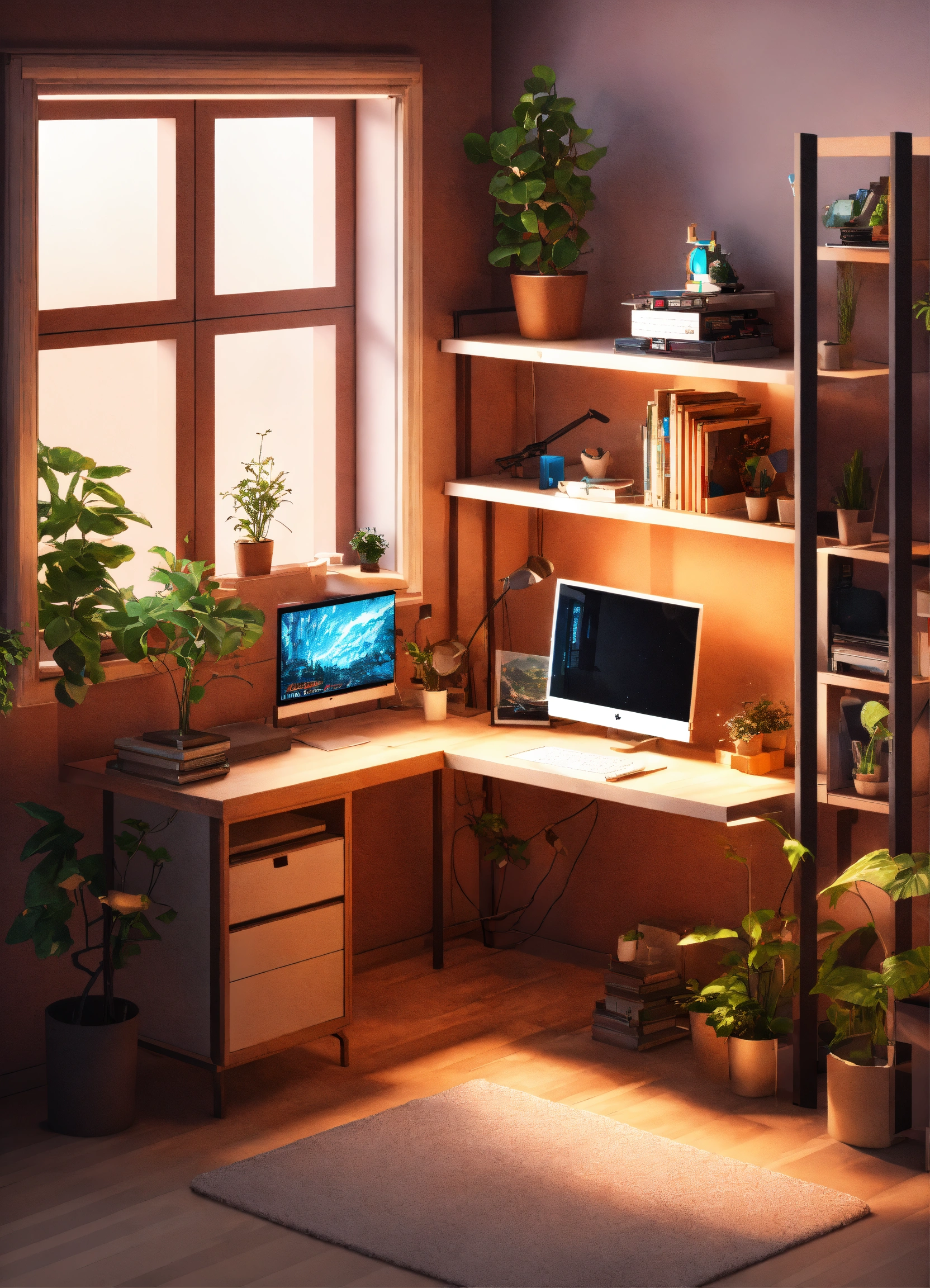 Lexica - Cube cutout of an isometric programmer bedroom with a gaming ...