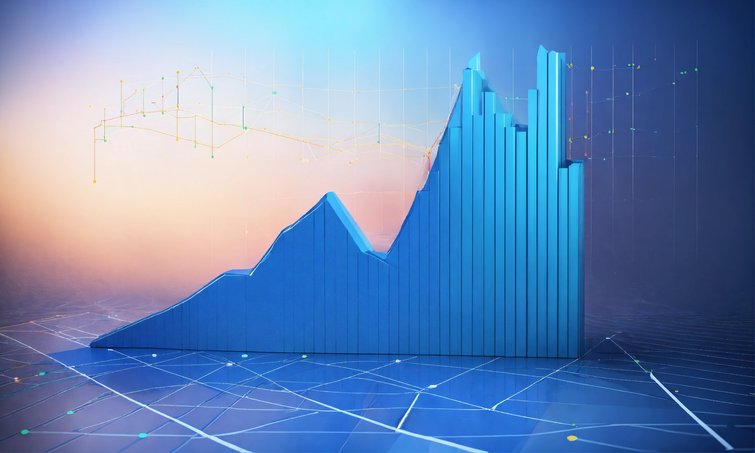 Lexica - Blue line chart going up 3d, blue background