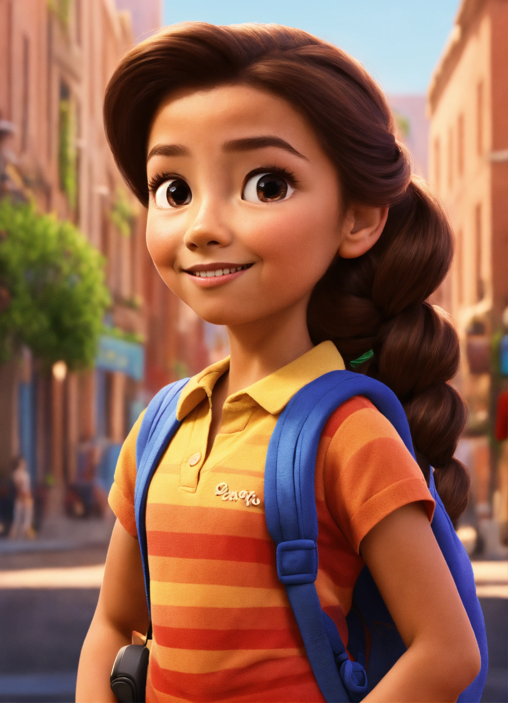 Lexica - Pixar animation of 8 year old eva longoria with a braid, pixar ...