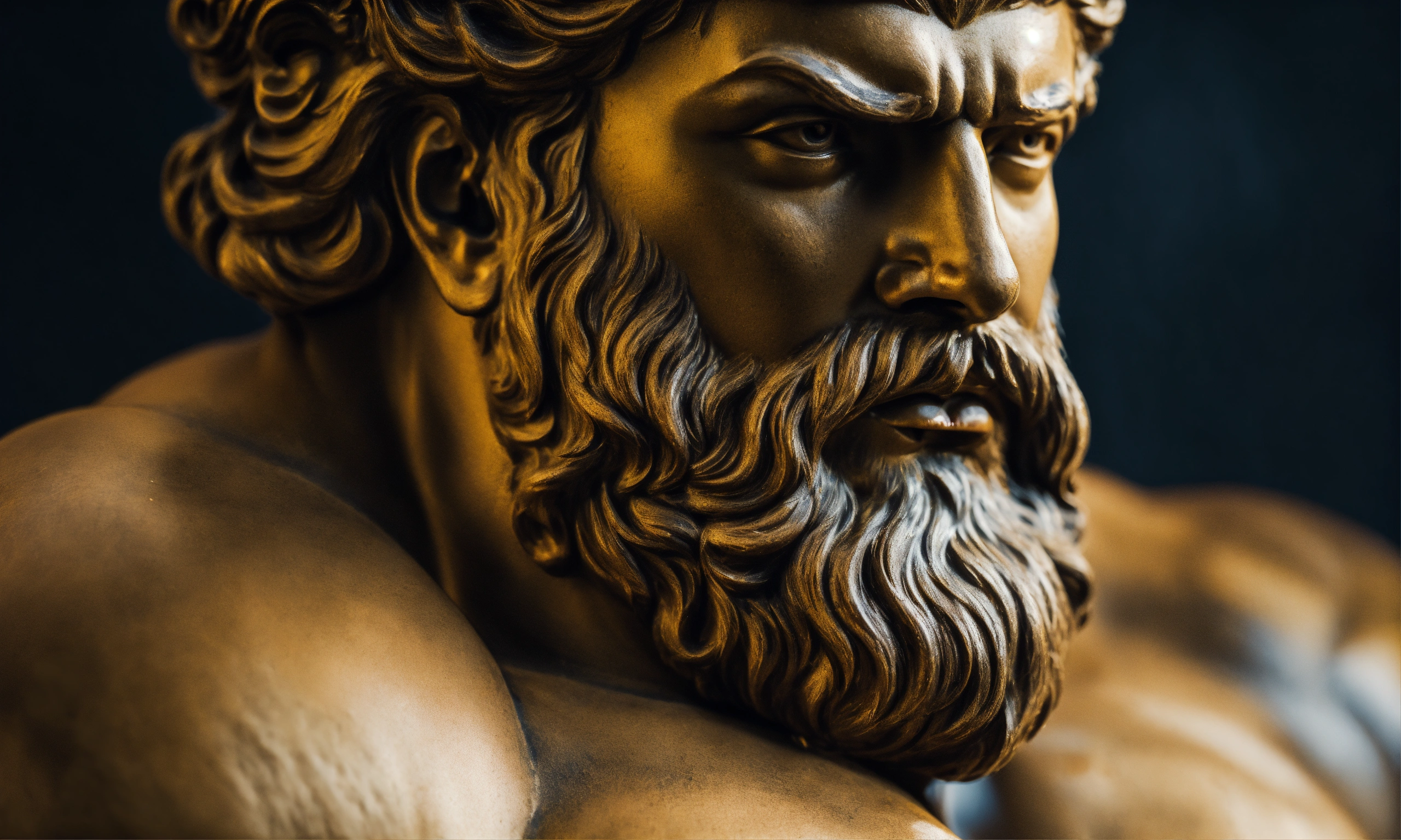 Lexica - Greek statue strong man standing with aggressive beard ...