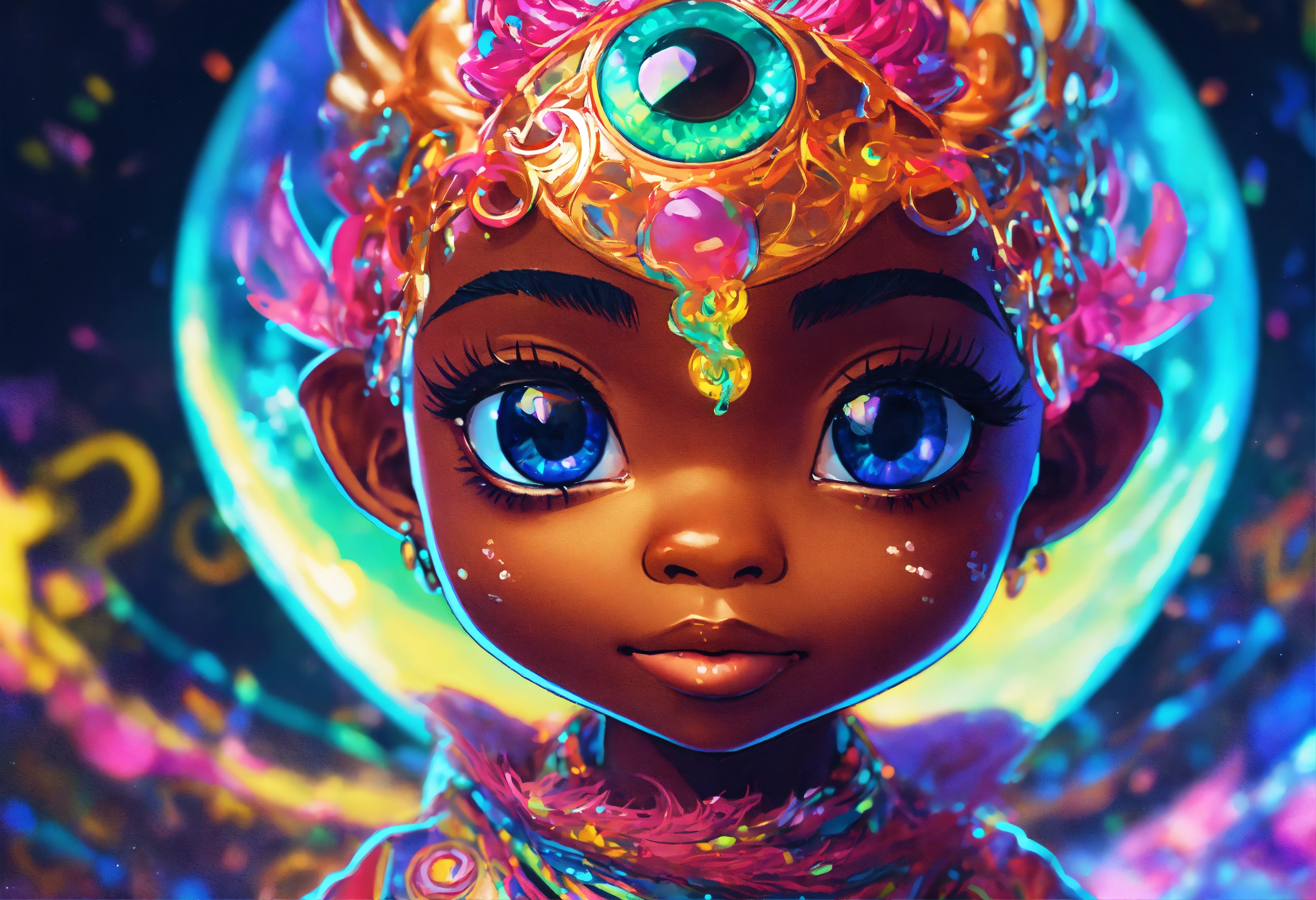 Lexica - Melanated Manga kewpie kawaii dragon one eye open and one eye ...