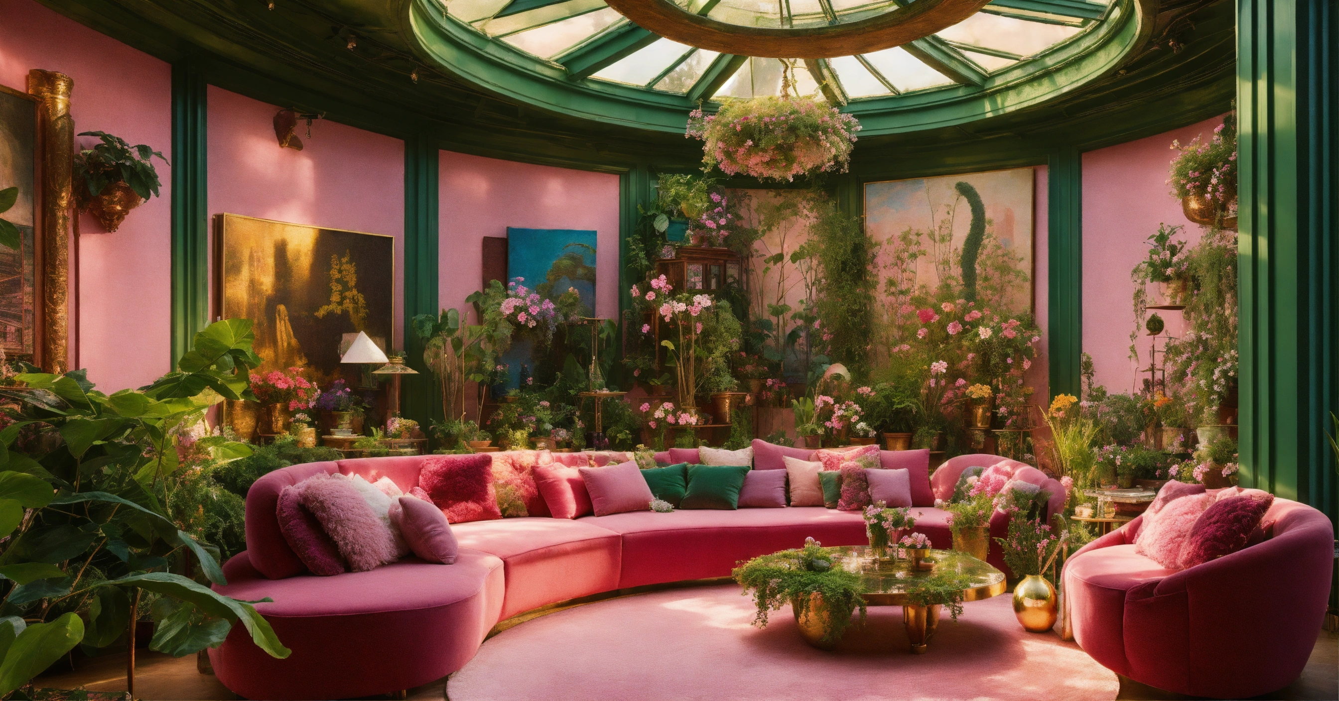 Lexica - Architectural digest photo of a maximalist green solar living ...