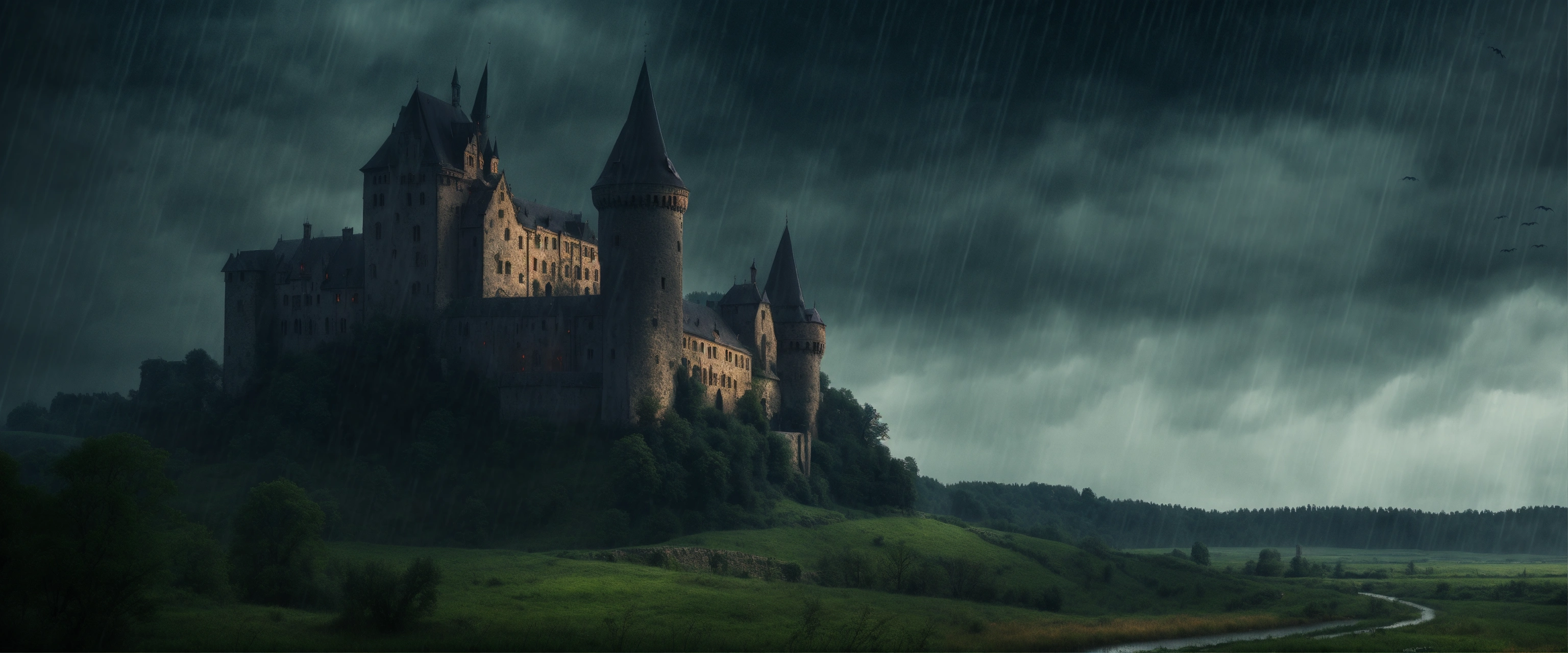Lexica - Landscape digital concept art, old german castle , spooky ...