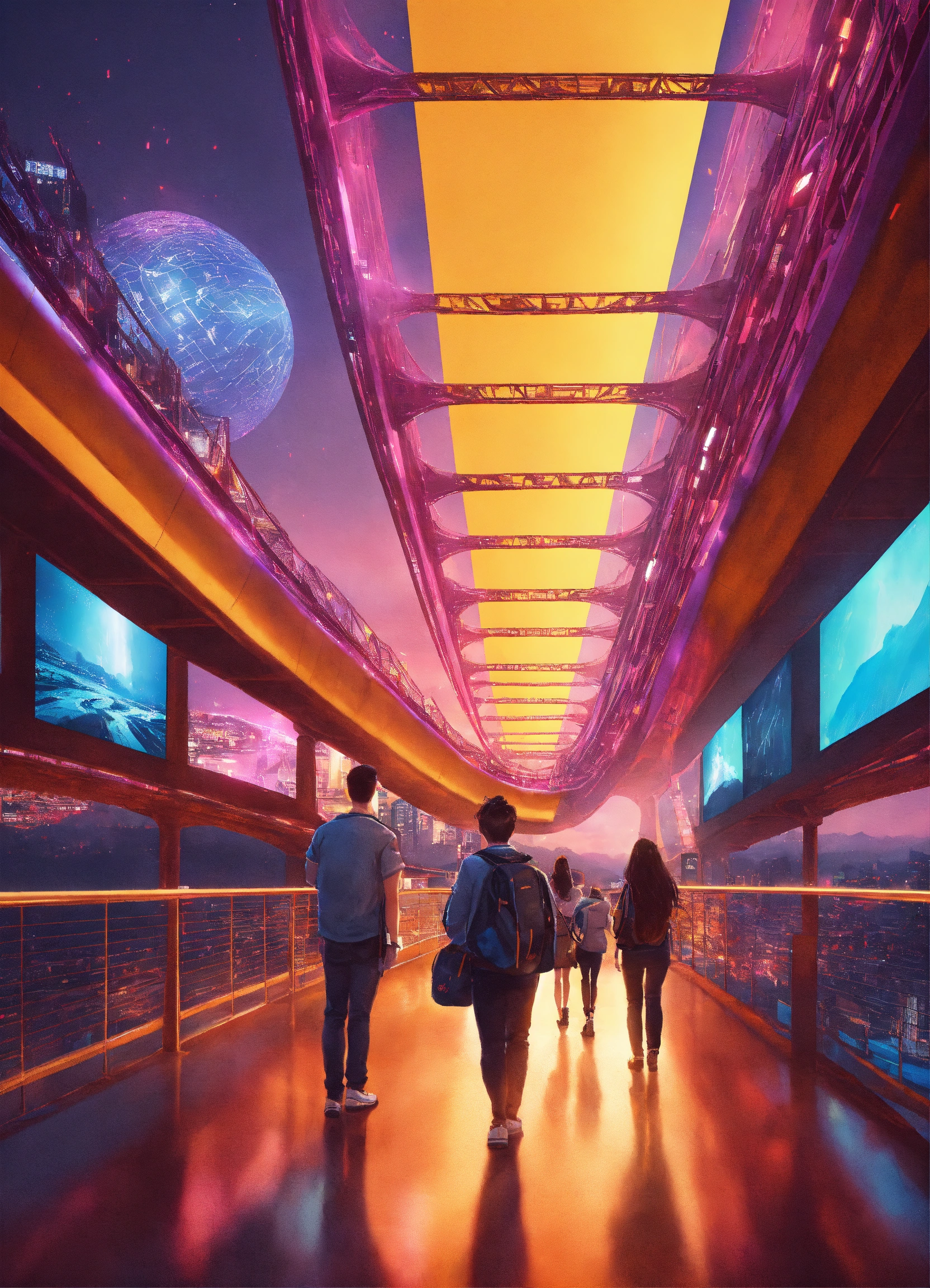 Lexica - Visualize a futuristic bridge, symbolizing connection and ...