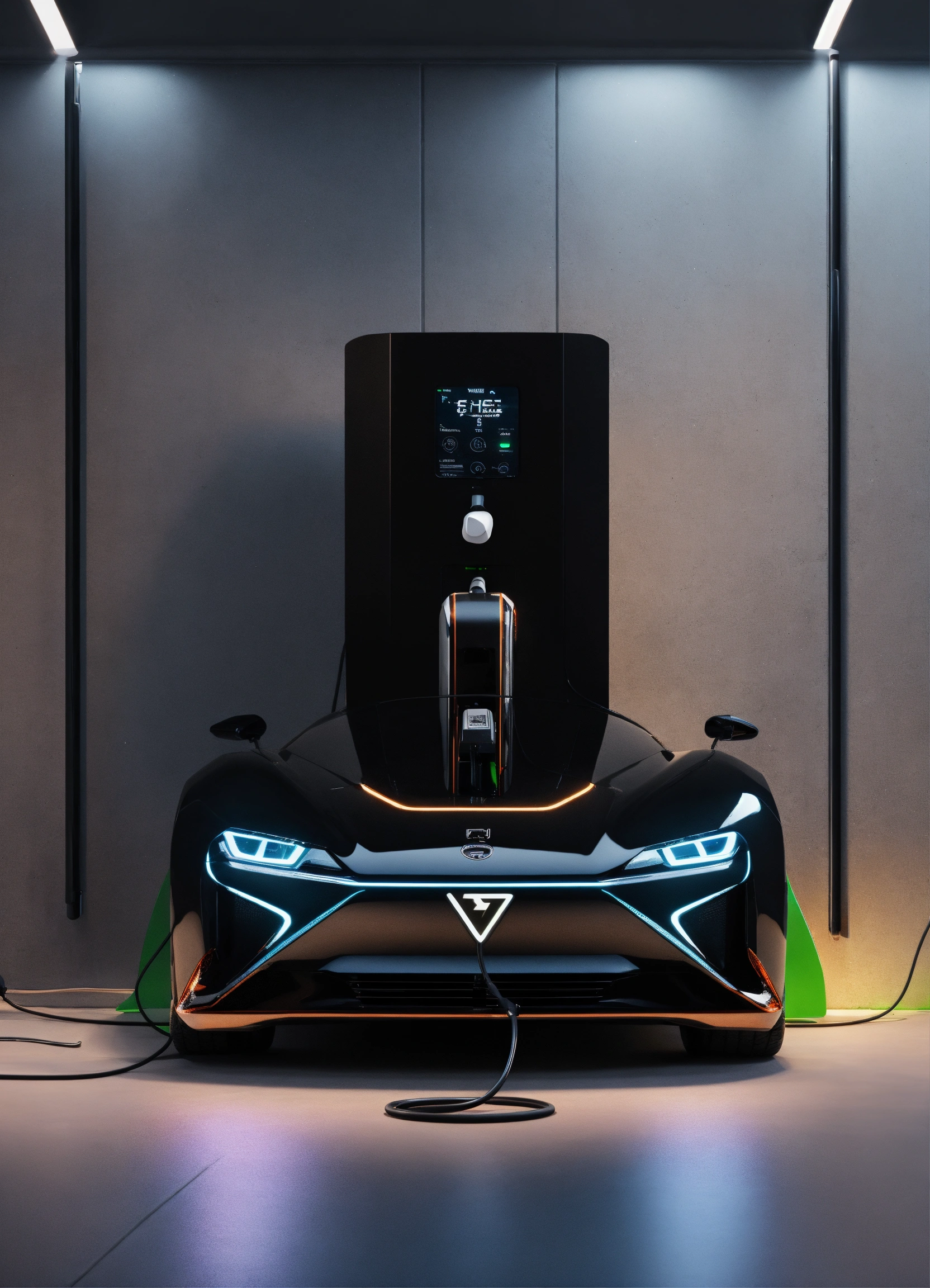 Lexica - Small black Wall mounted portable 11kW EV charger, hi gloss ...