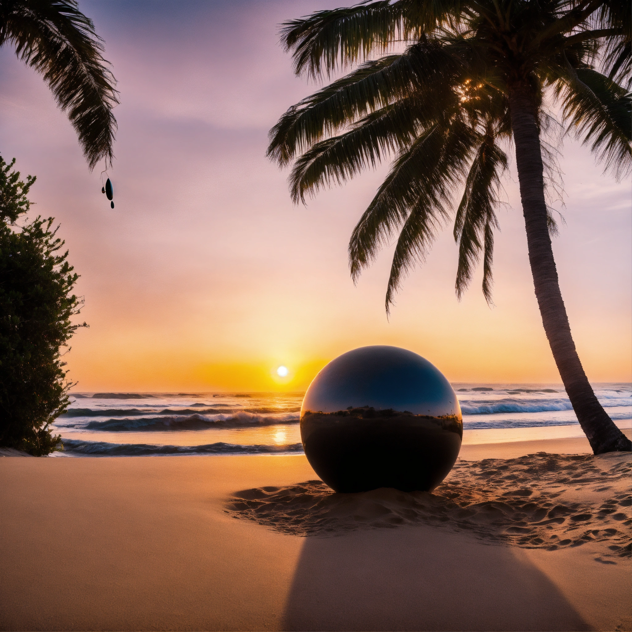 Lexica - A beautiful black orb floats a few feet above a sand dune ...