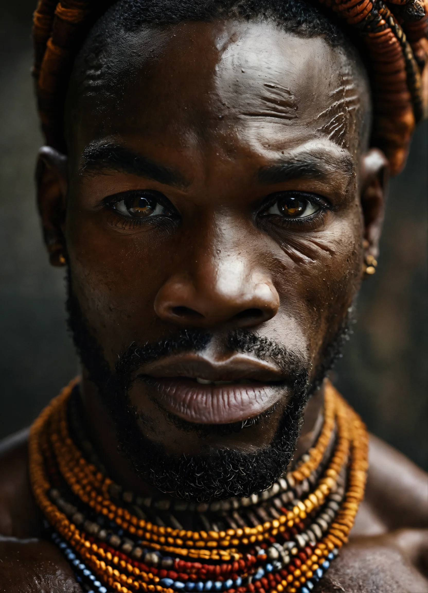 Lexica - Portrait of a stunningly handsome African warrior with defined ...