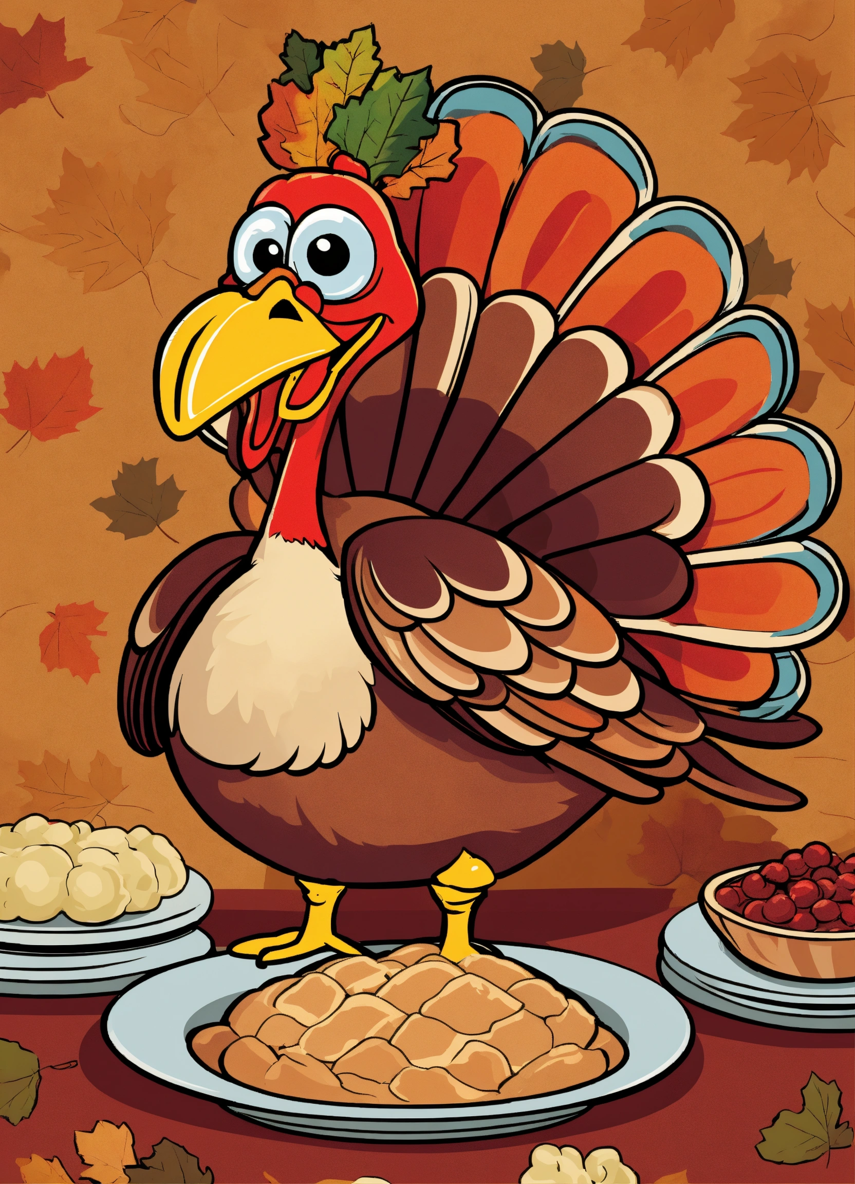 Lexica - Create a vector illustration of a cartoon turkey with a happy ...