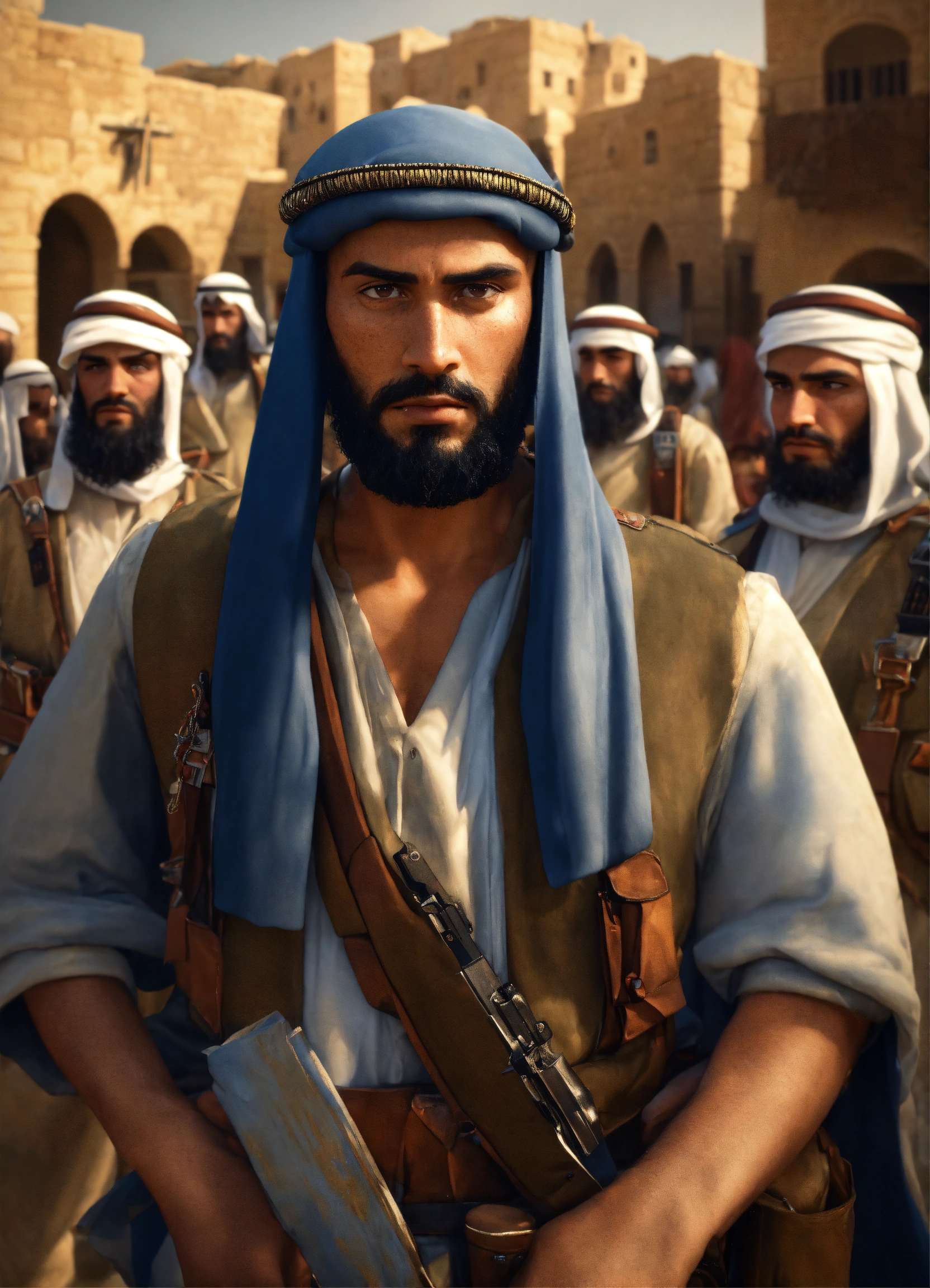 Lexica - Arab terrorist war, in the background a front of thousands of ...