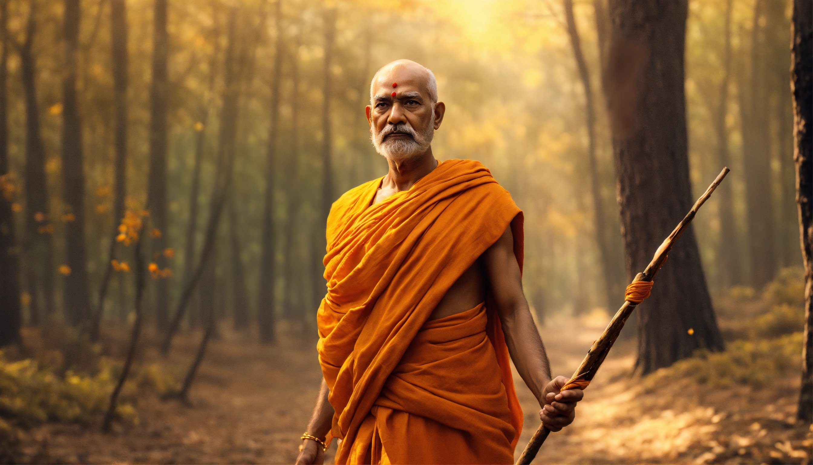 Lexica - Hindu saint without hair and roming in forest holding a stick ...