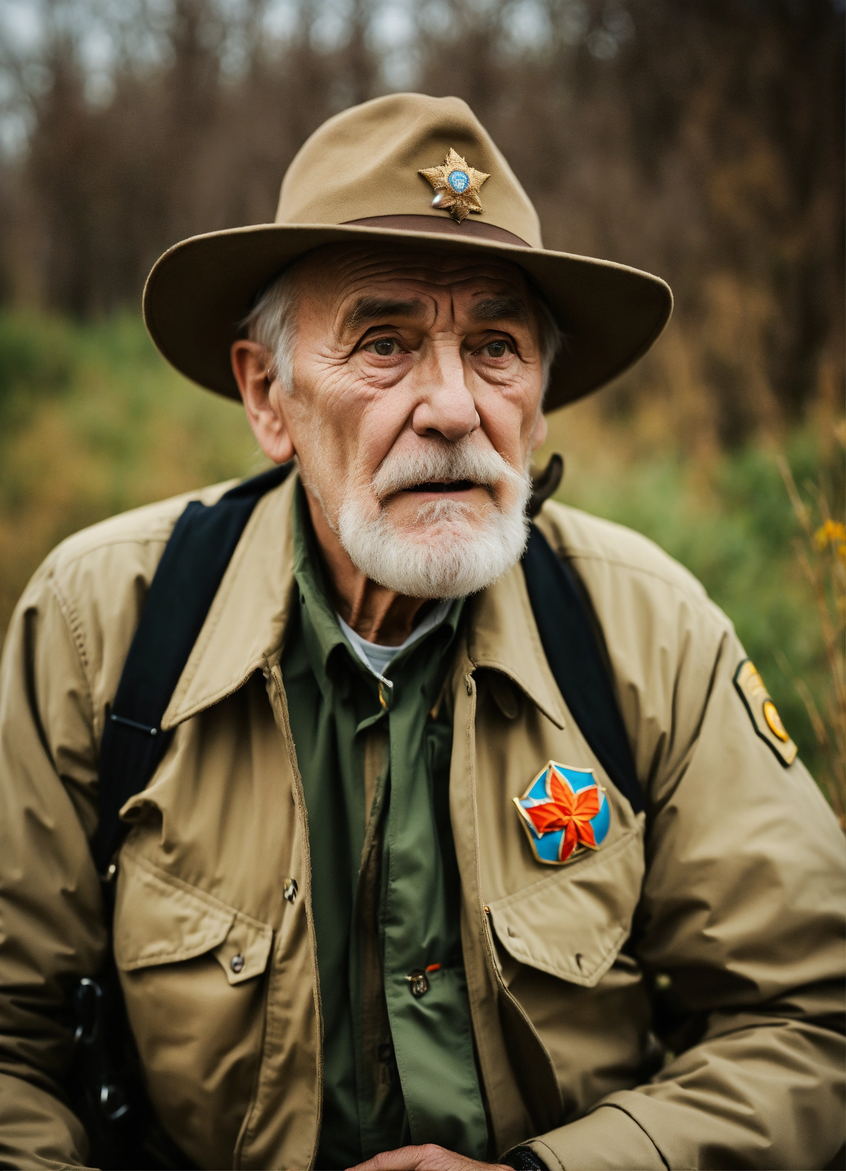 Lexica - Scared unique expressive old park ranger in Siberia agent ...