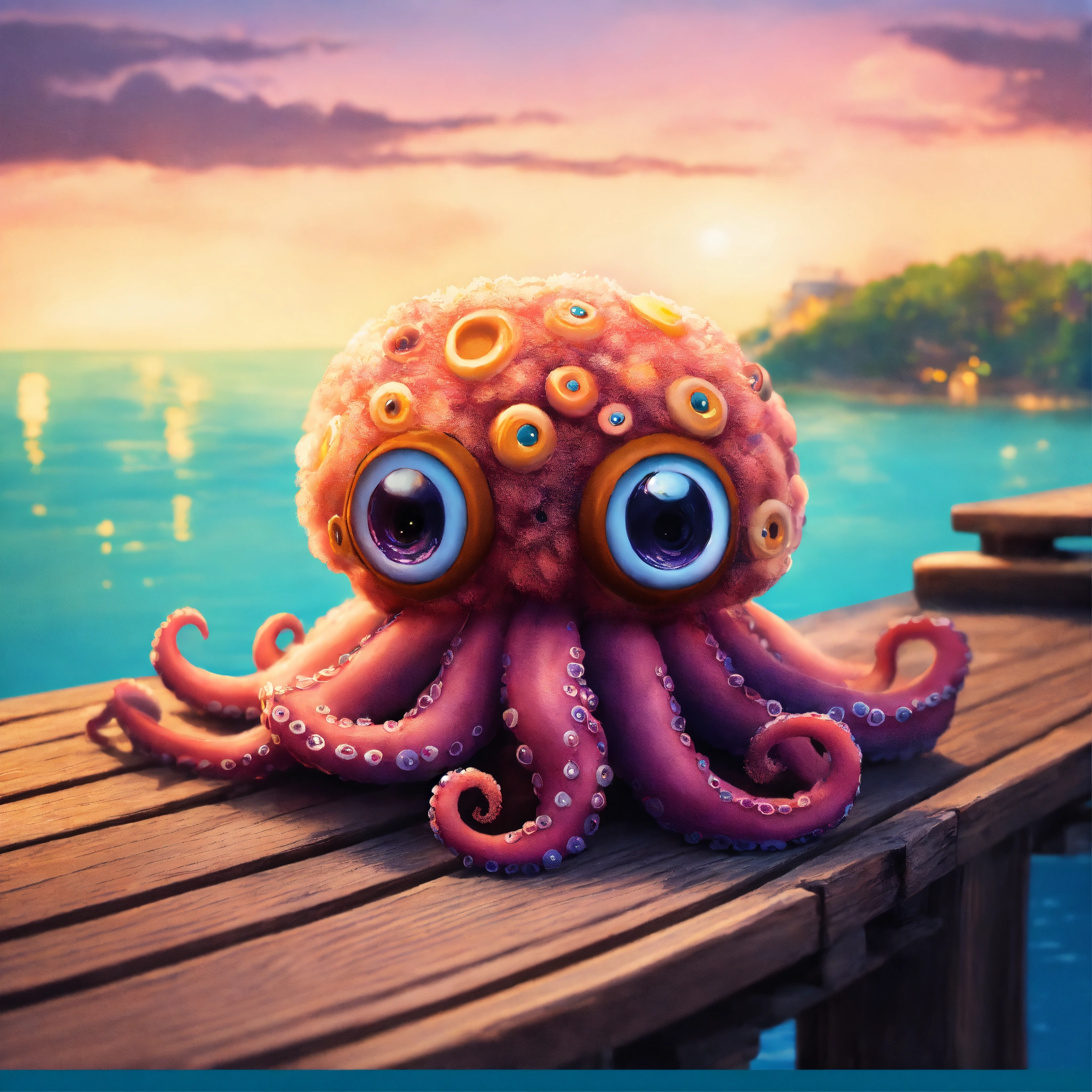 Lexica - Fluffy fairy cute octopus with fur in the style of cartoon ...