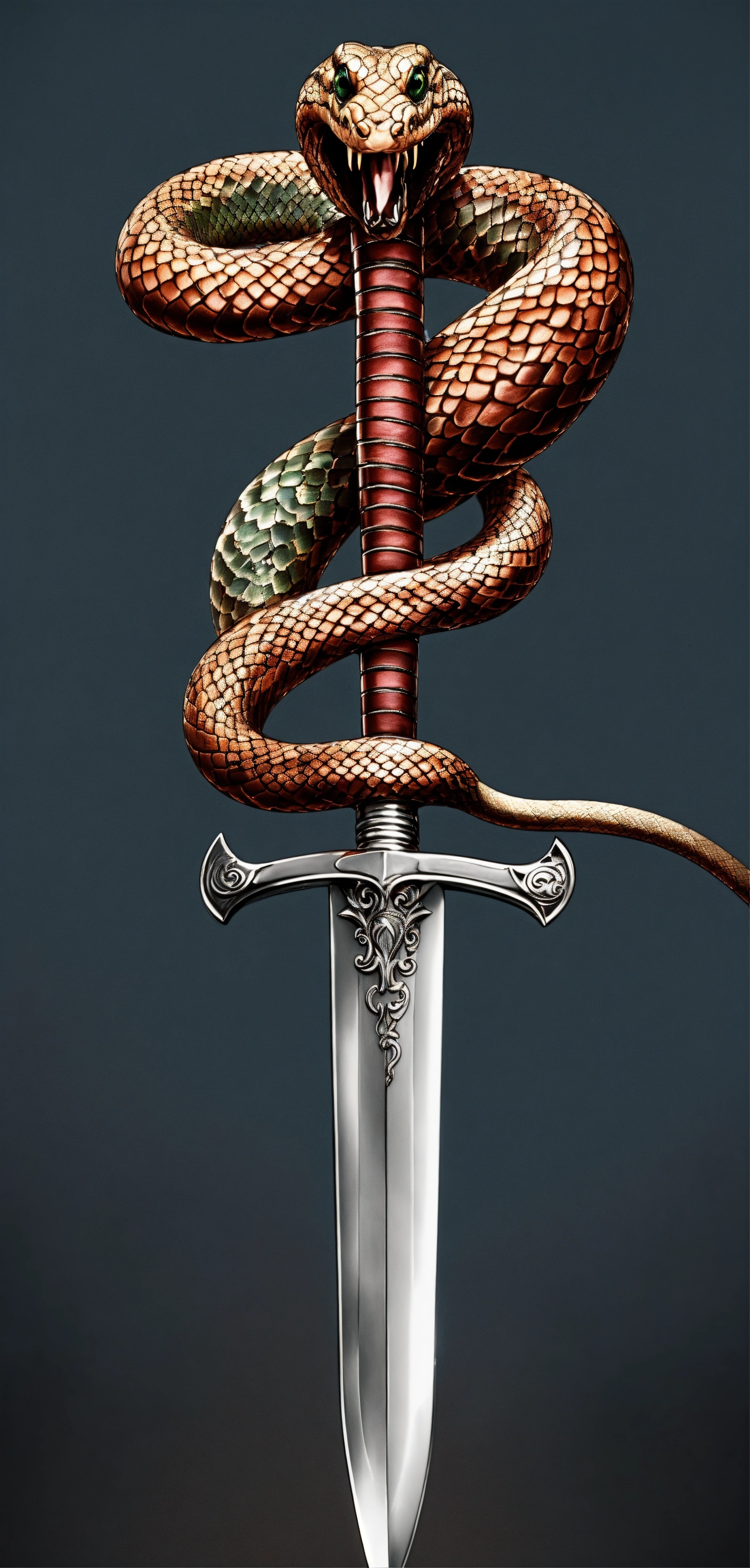 Lexica - Snake coiled around dagger tattoo design realistic