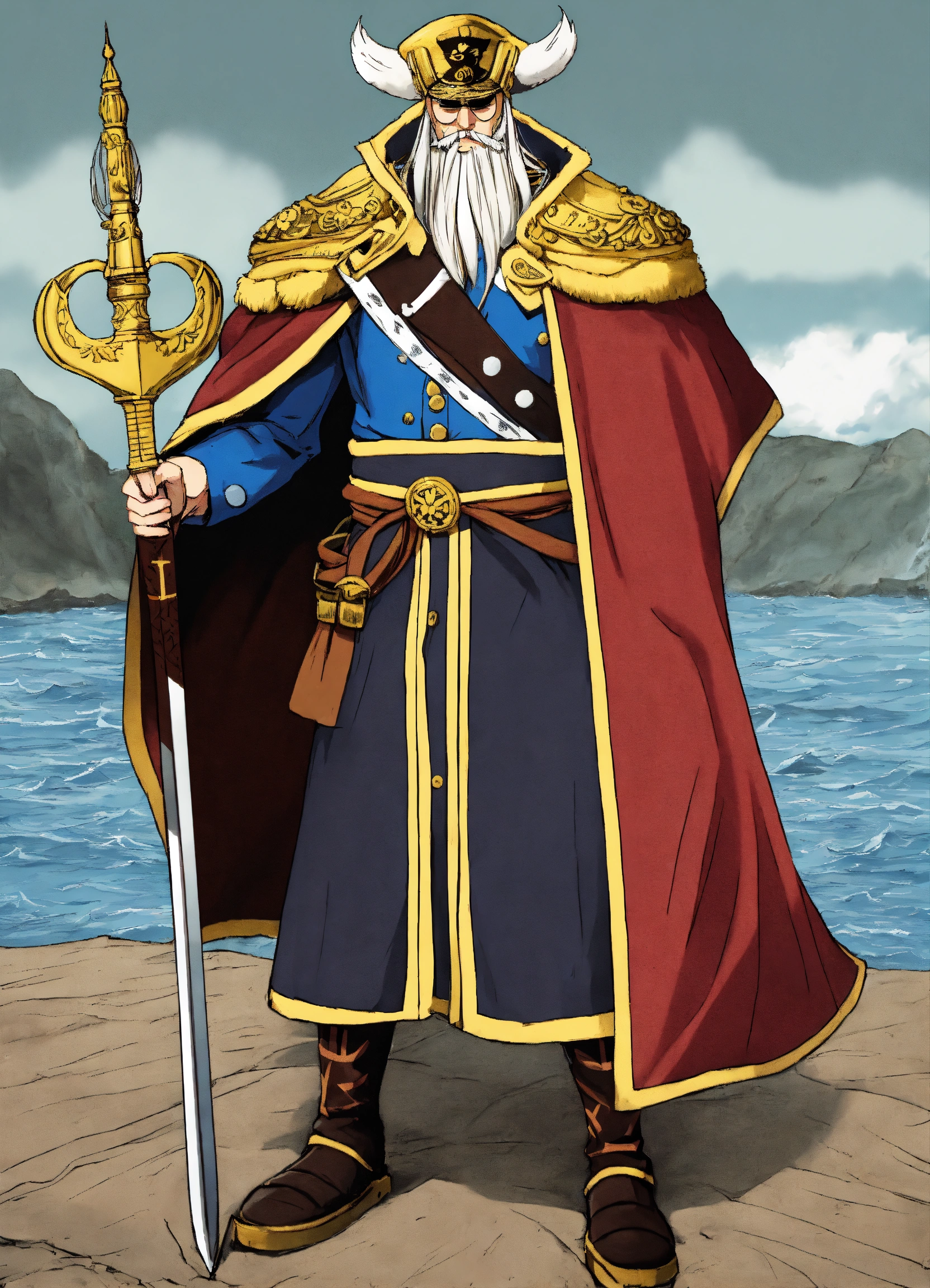 Lexica - Antagonist marine Admiral viking on One Piece manga style