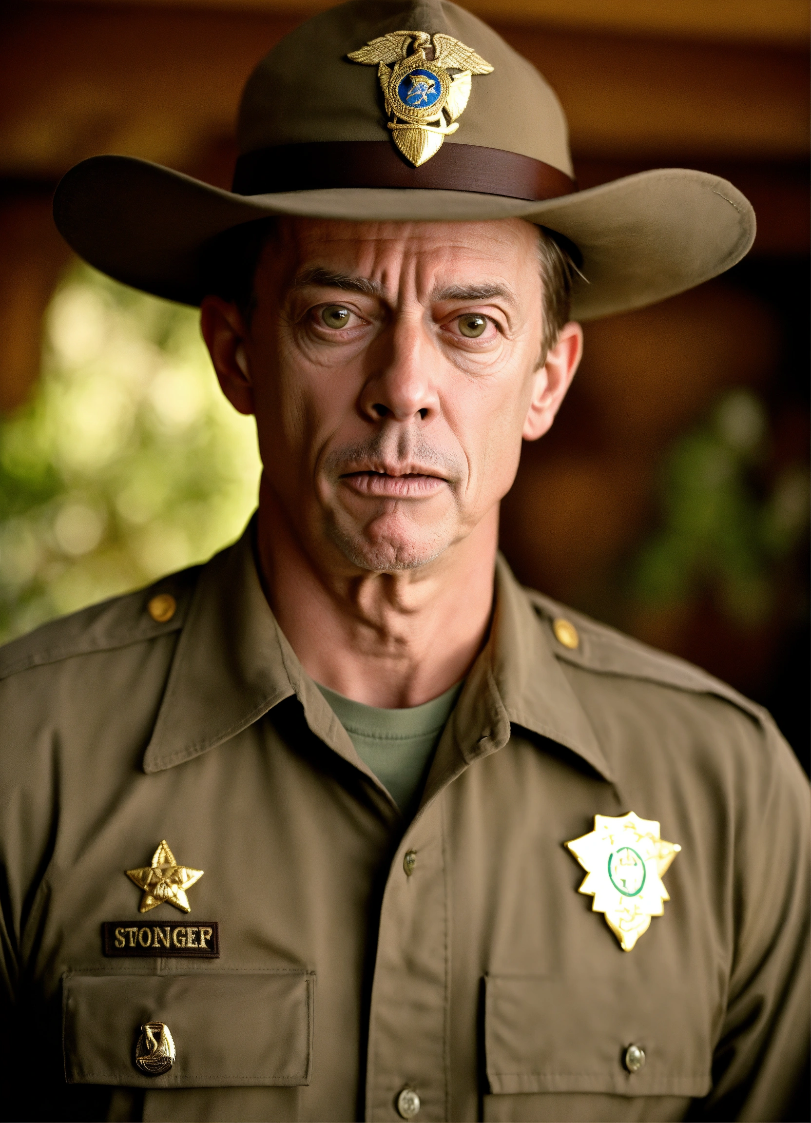 Lexica - Scared man, US PARK RANGER, FRONT VIEW, casual clothes, arms ...