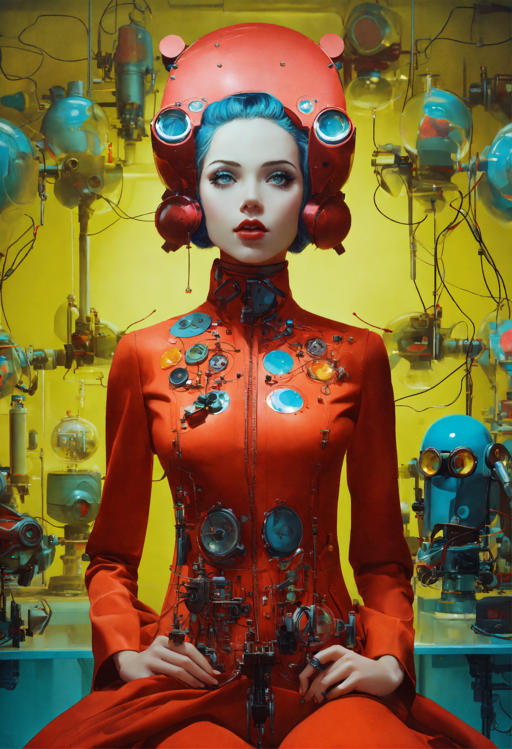 Lexica - Body portrait Photography, in a laboratory a pop 60's robots ...