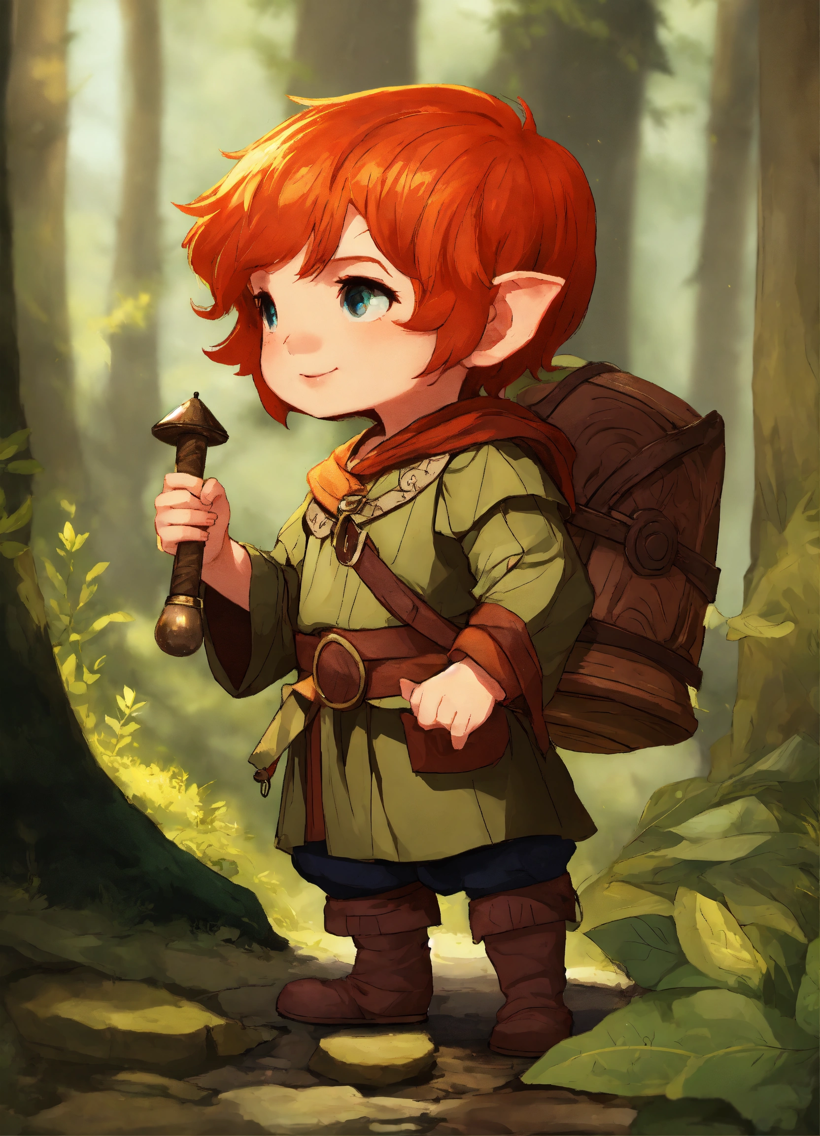 Lexica - Red headed halfling monk and cleric in a forest