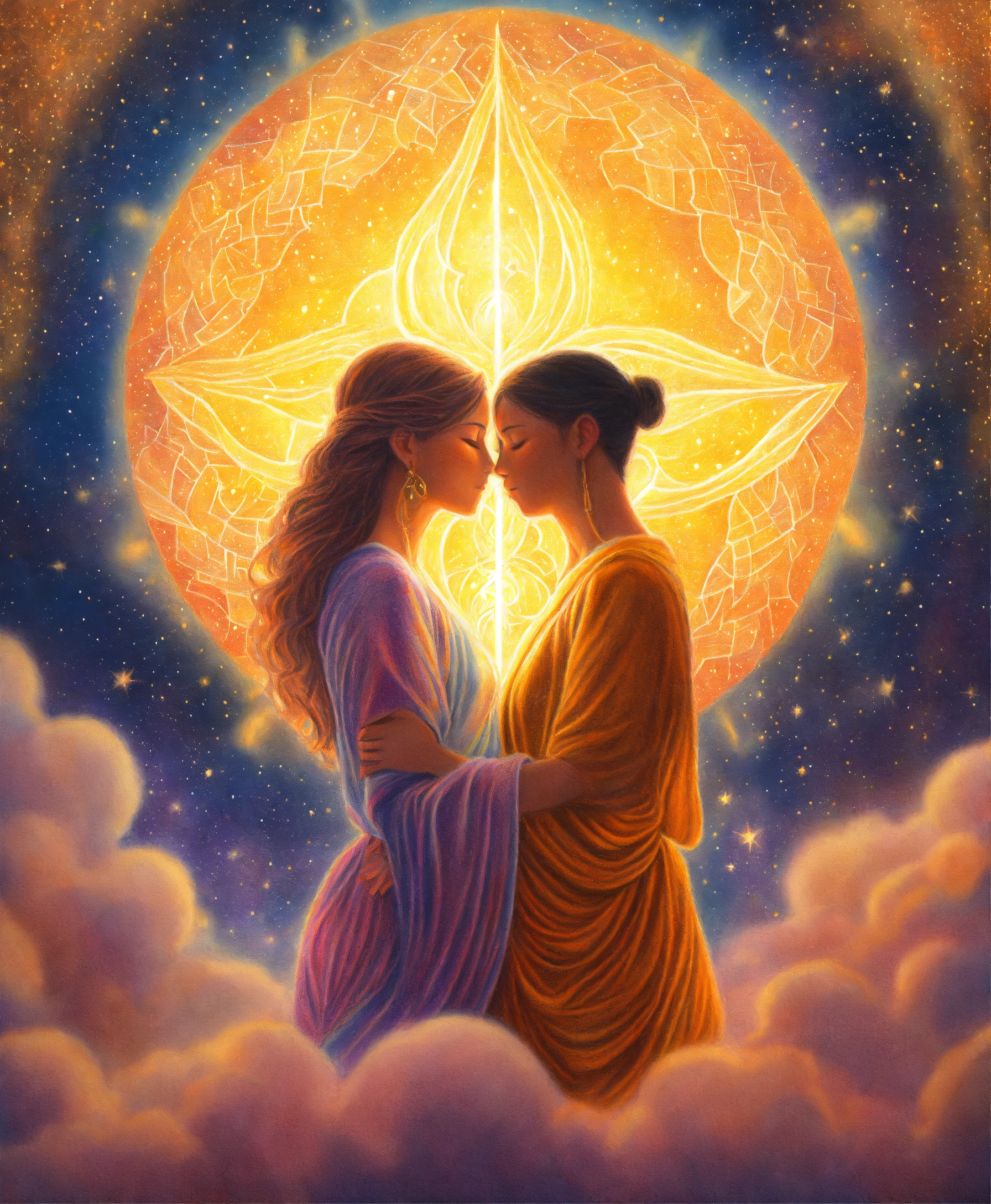 Lexica - Colored pencil drawing full view of a spiritual golden light ...