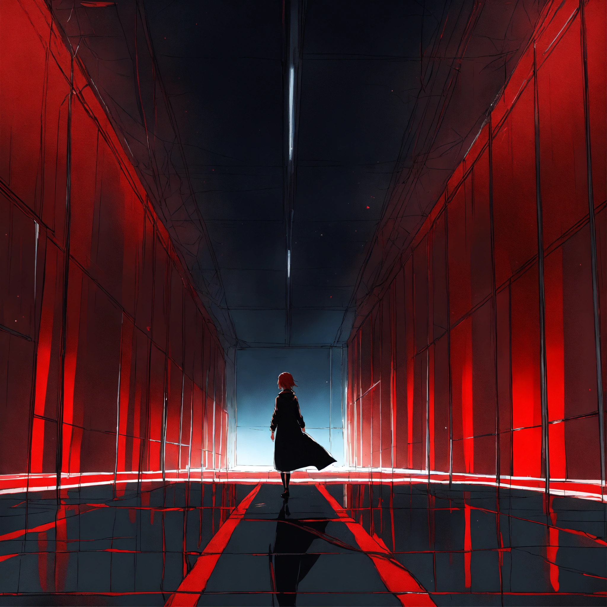 Lexica - Liminal void, no one there, dark, empty, red, anime